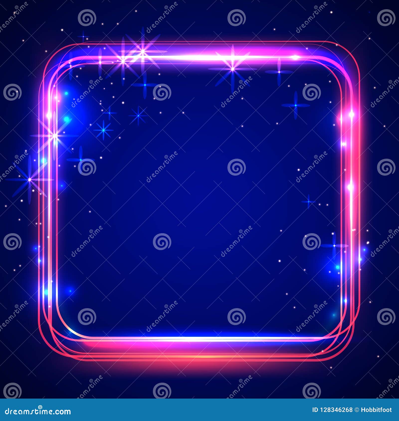 Vector Round Light Frame. Shining Square Banner Stock Vector ...