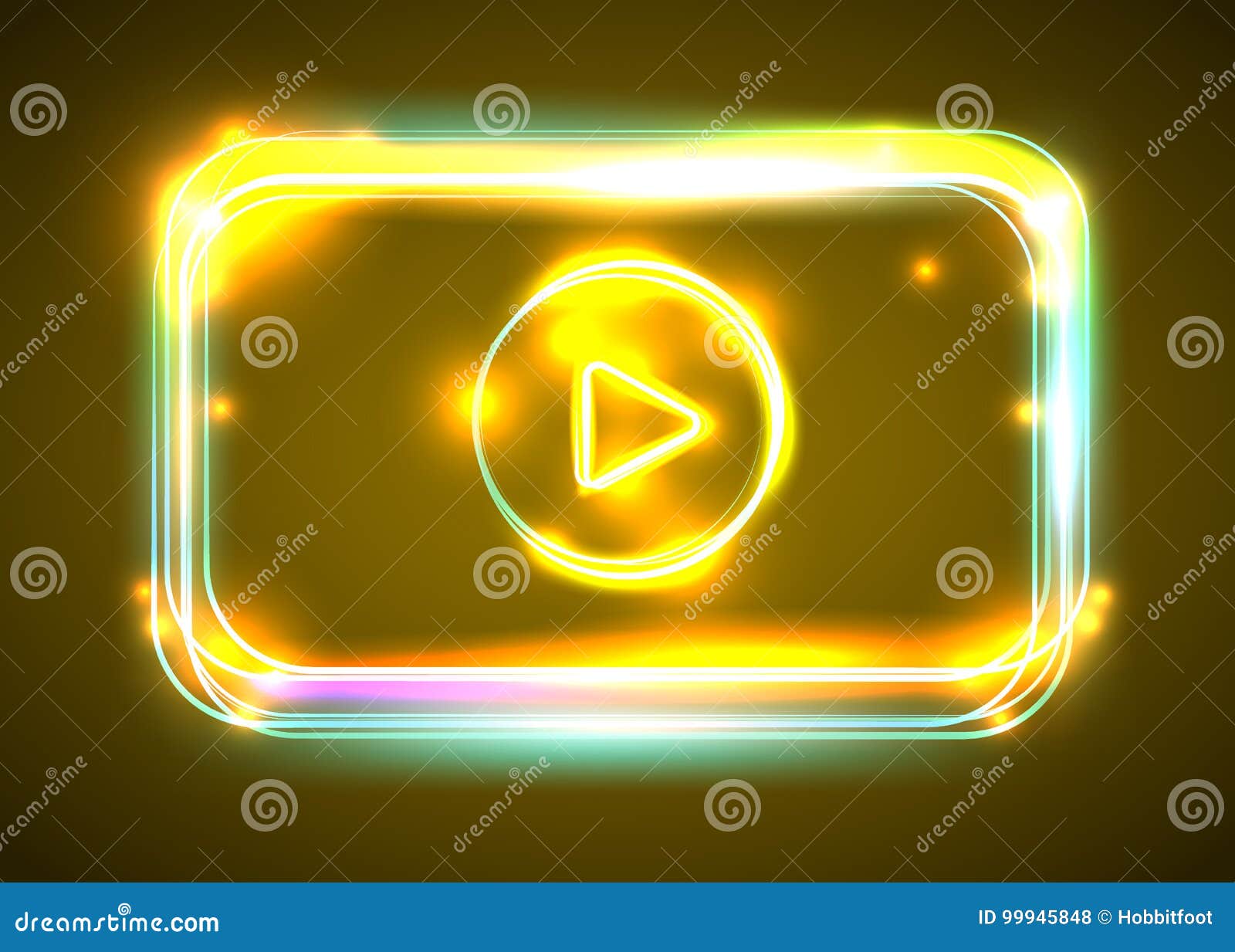 Vector Round Light Video Player Frame. Shining Square Banner Stock ...