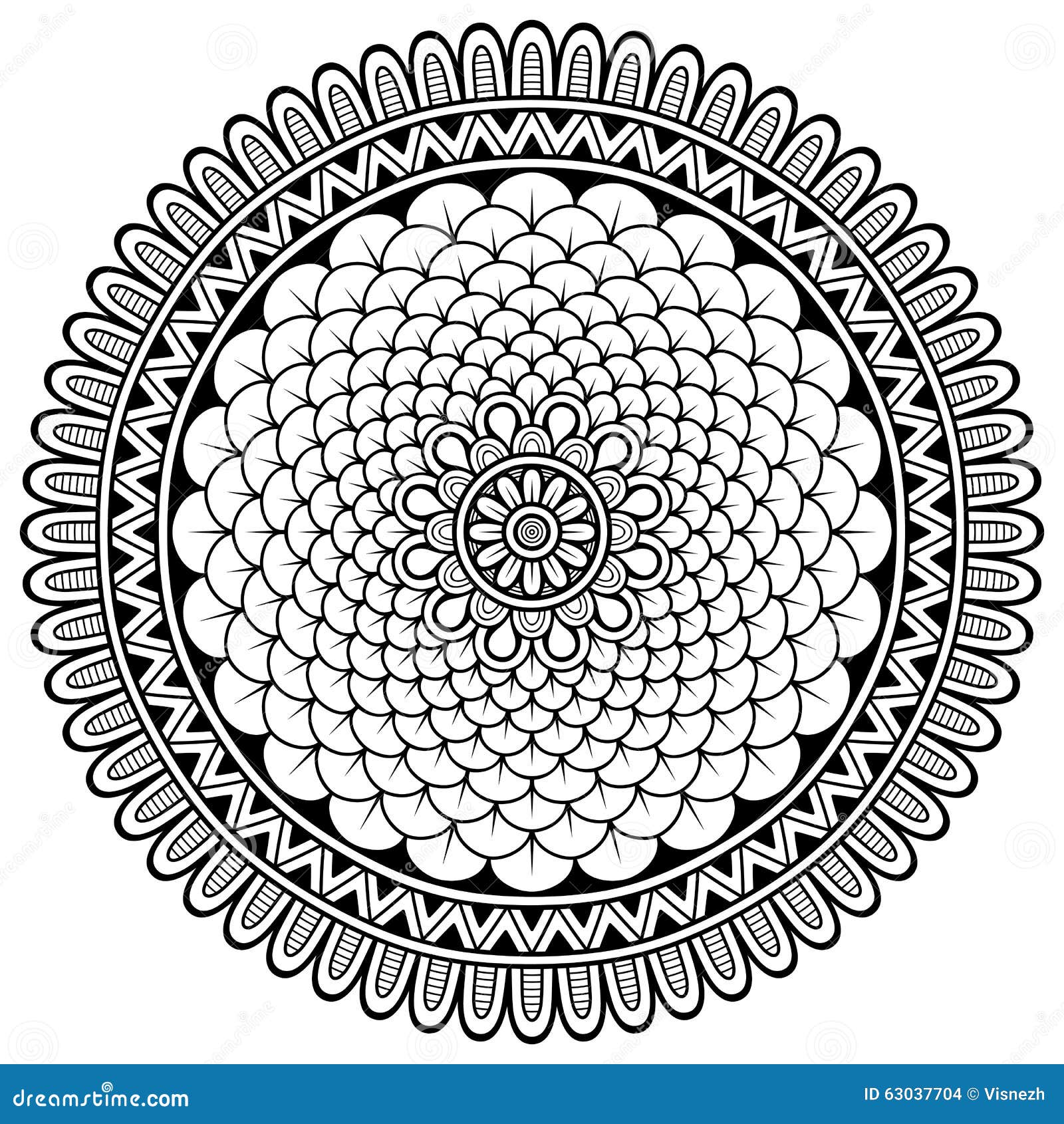 Vector round Mandala stock vector. Illustration of mandala - 63037704