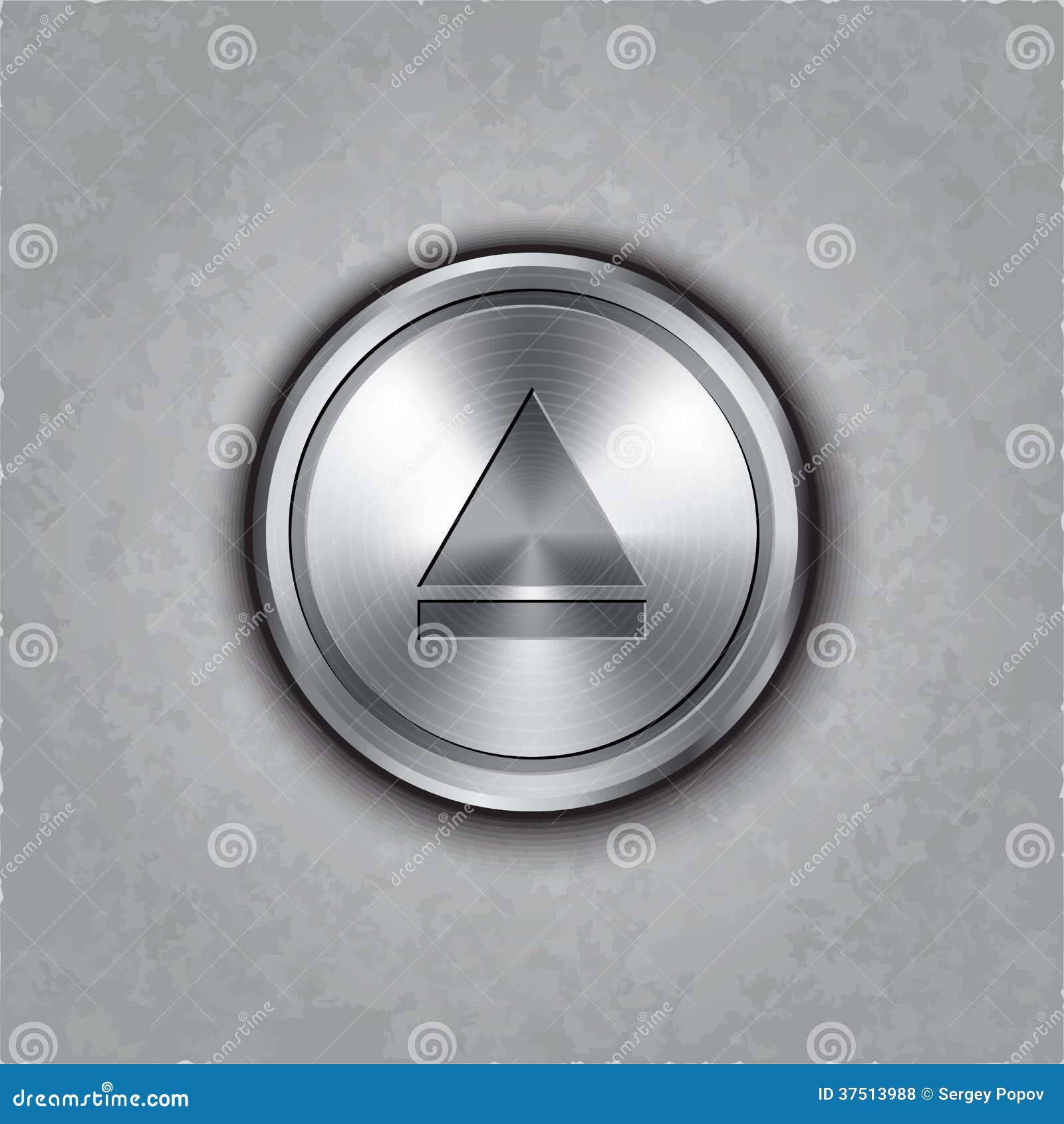 Eject Button With Brushed Metal Texture On Gray Background Cartoon ...