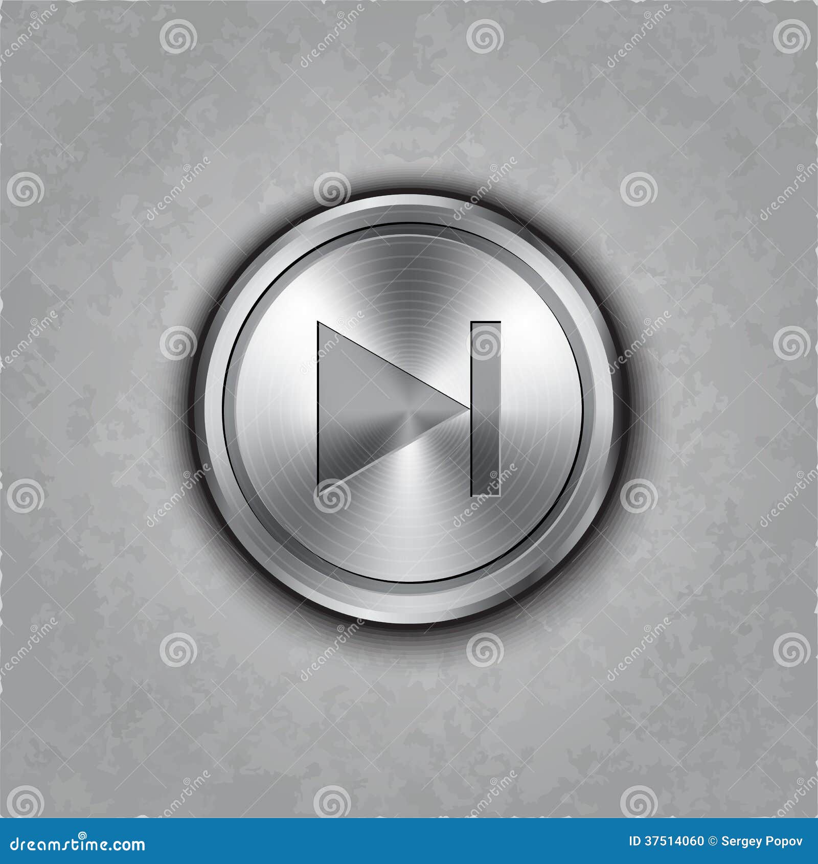 Vector Round Metal Forward Rewind Button Stock Vector - Illustration of ...