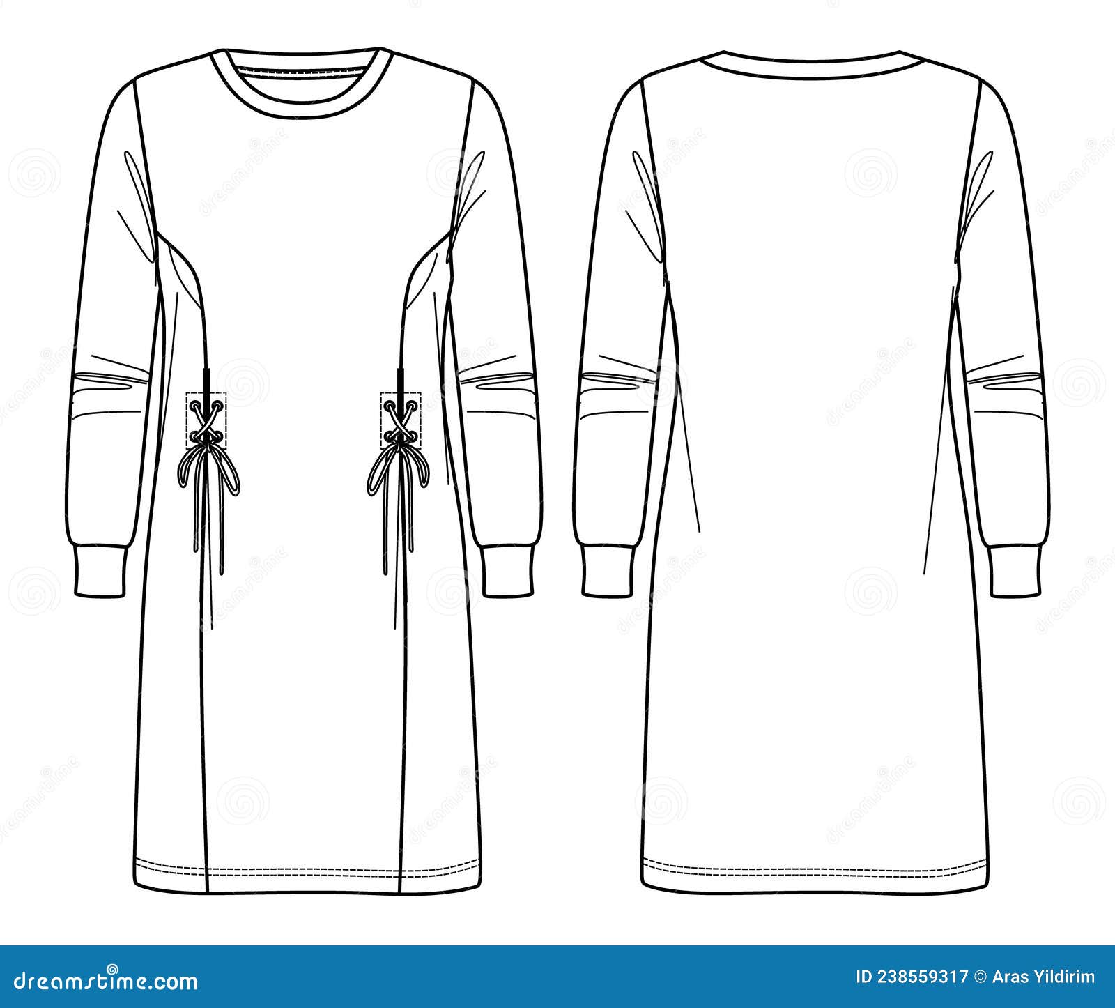 Vector Round Neck Long Sleeved Dress Fashion Stock Vector ... Vector Round Neck Long Sleeved Dress Fashion Stock Vector ...
