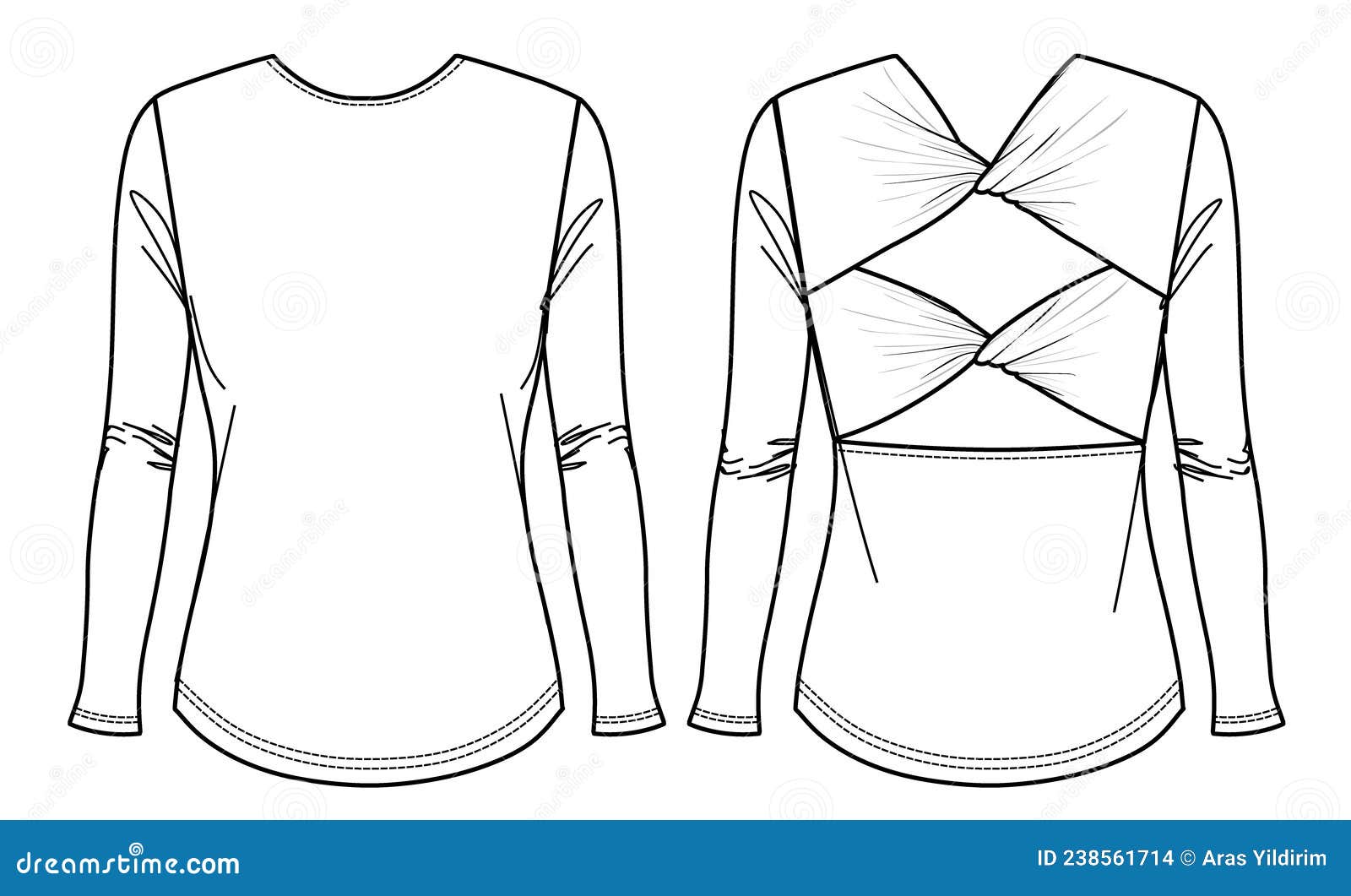 Vector Round Neck Long Sleeved Top Fashion Stock Vector - Illustration ... Vector Round Neck Long Sleeved Top Fashion Stock Vector - Illustration ...