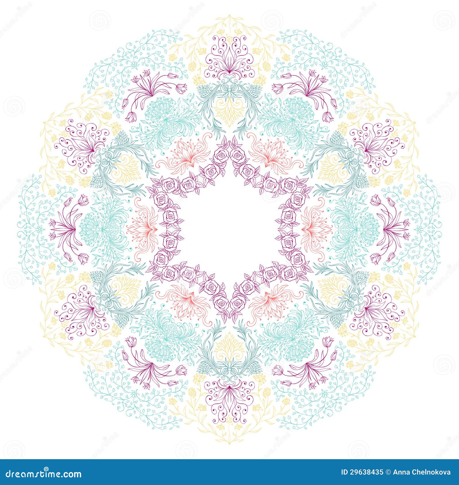 Vector round ornament. stock vector. Illustration of embroidery - 29638435