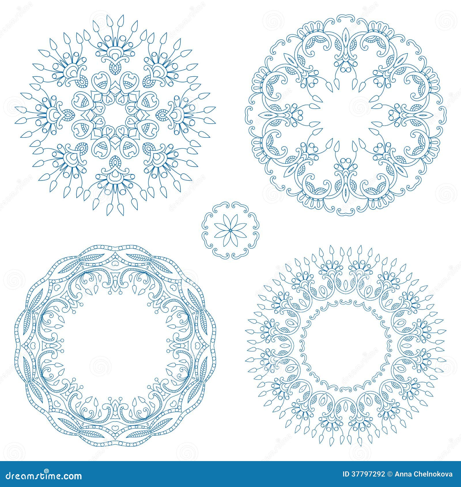 Vector round ornaments. stock vector. Illustration of floral - 37797292