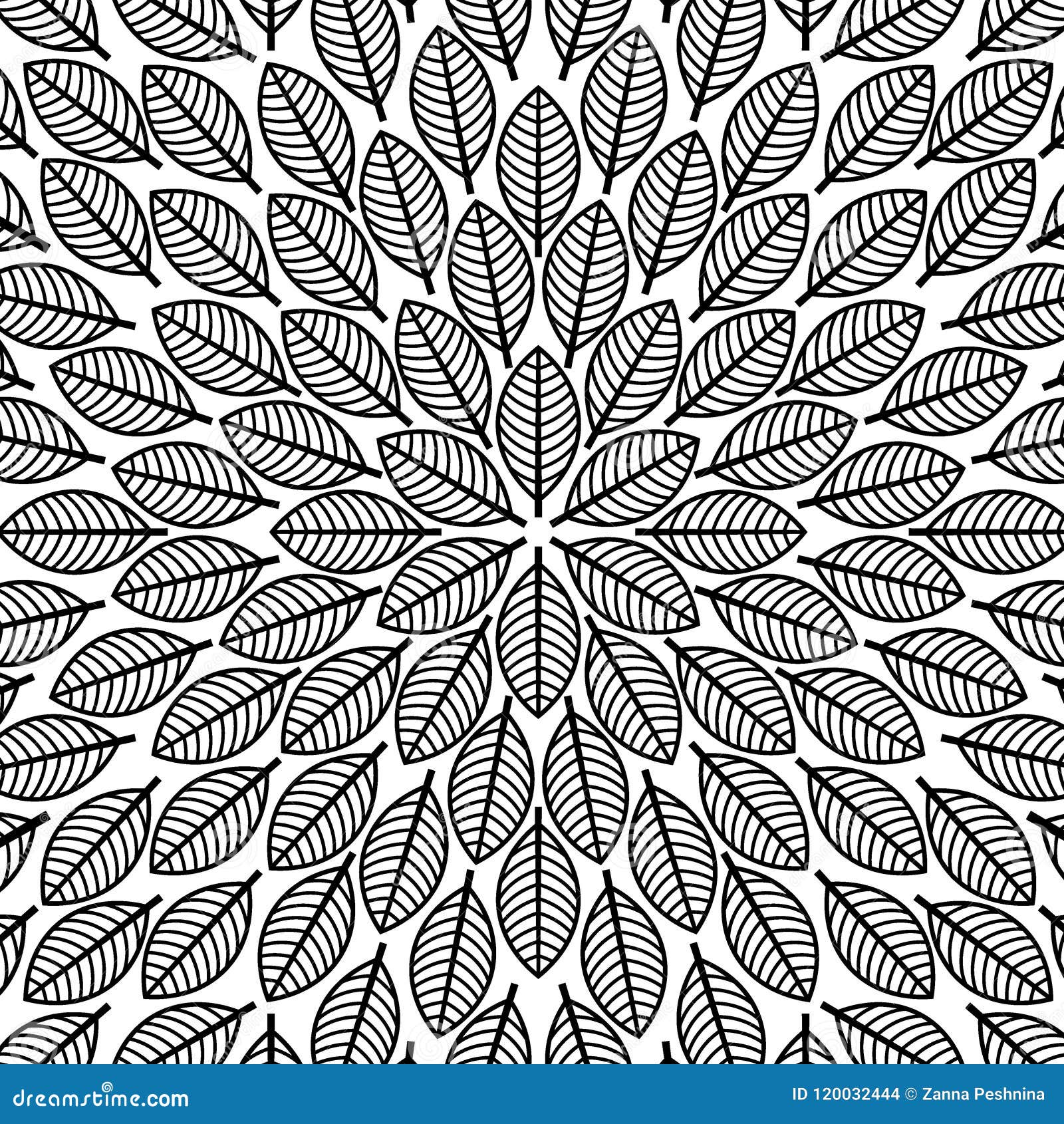 Vector Round Pattern with Leaves. Floral Pattern Stock Illustration ...