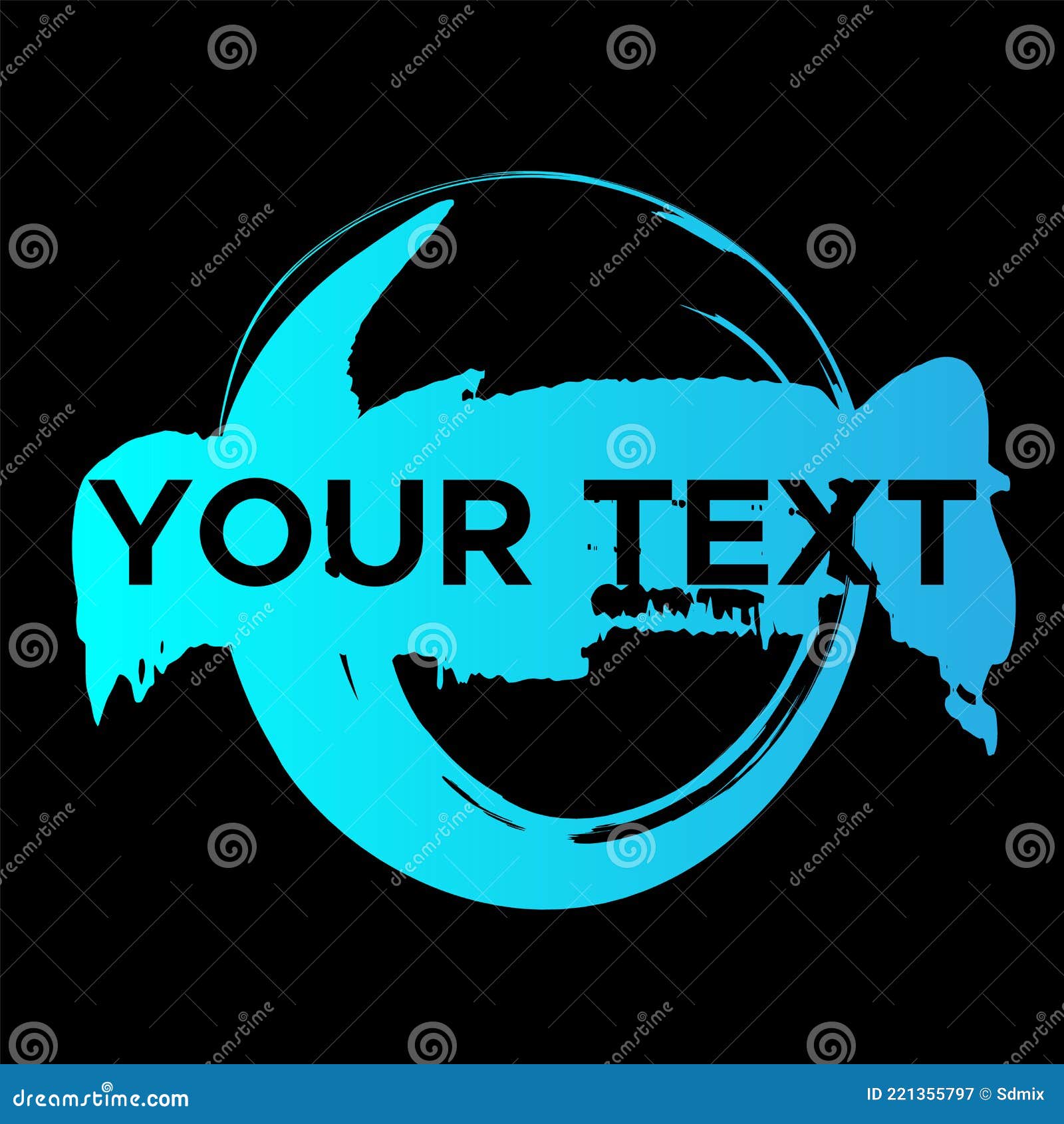 Vector Round Shape on Black. Blue Circle Stamp. Icon, Logo, Banner ...