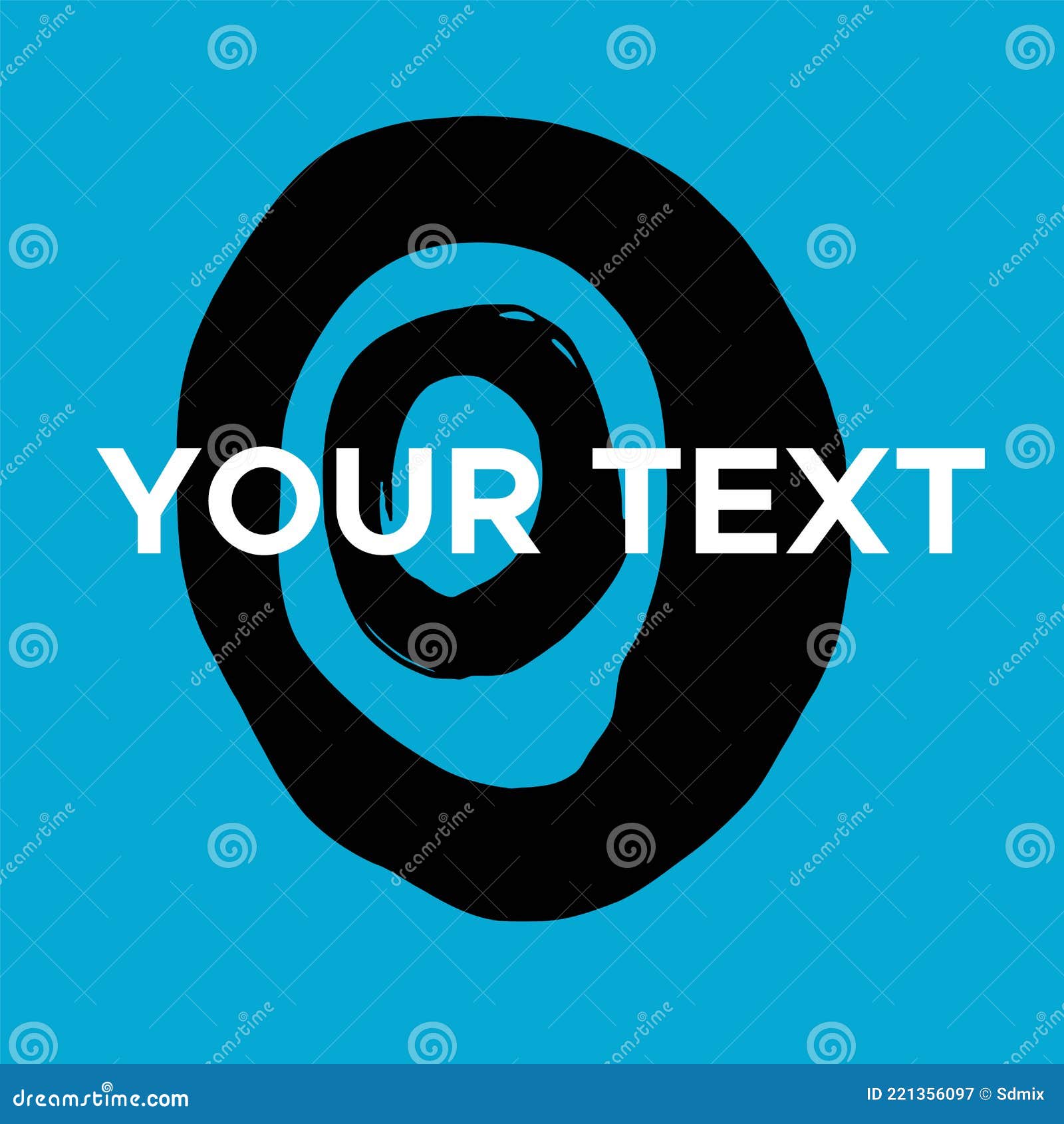 Vector Round Shape on Blue. Black Circle Stamp. Icon, Logo, Banner ...