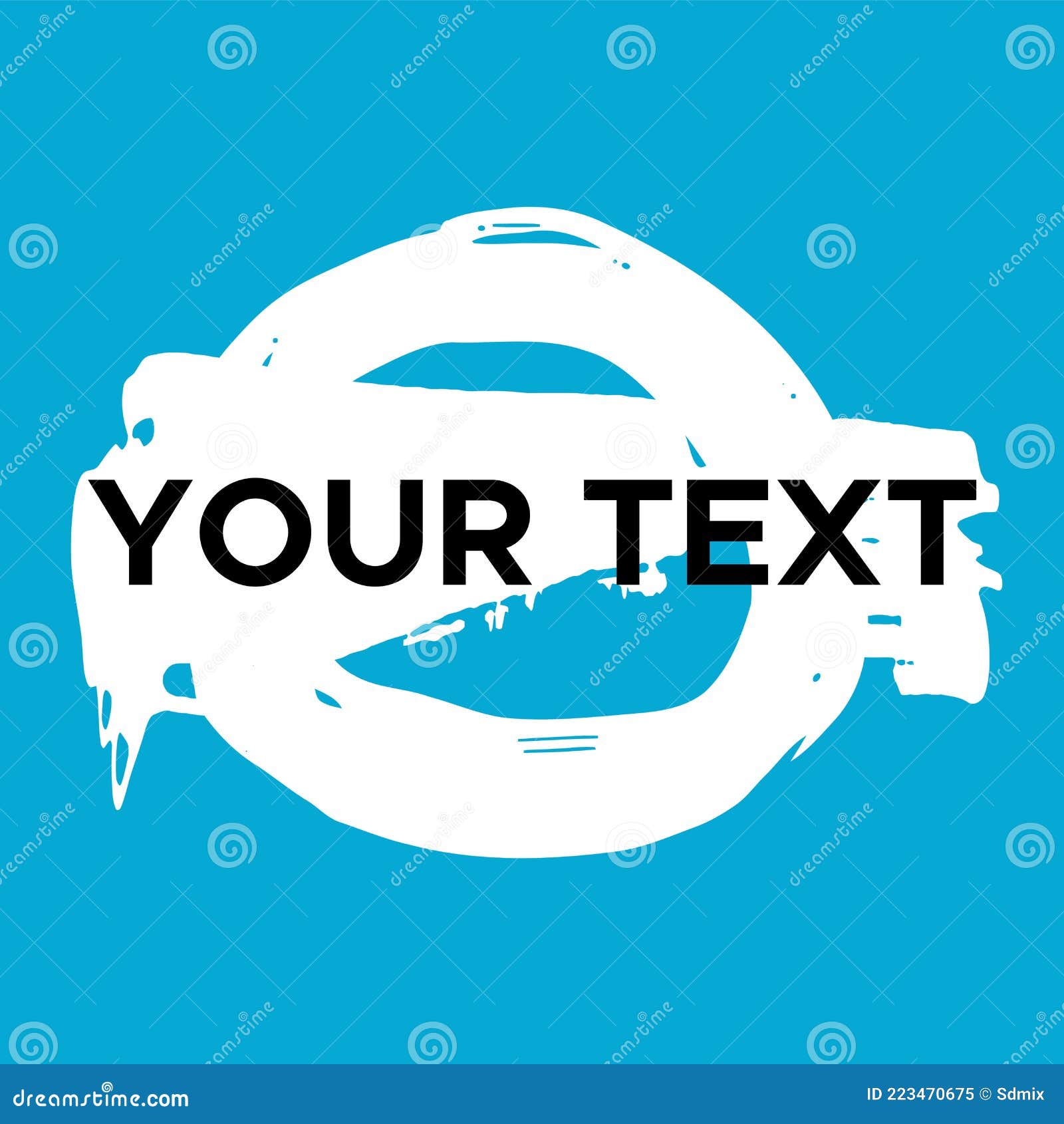 Vector Round Shape on Blue. White Circle Stamp. Icon, Logo, Banner ...