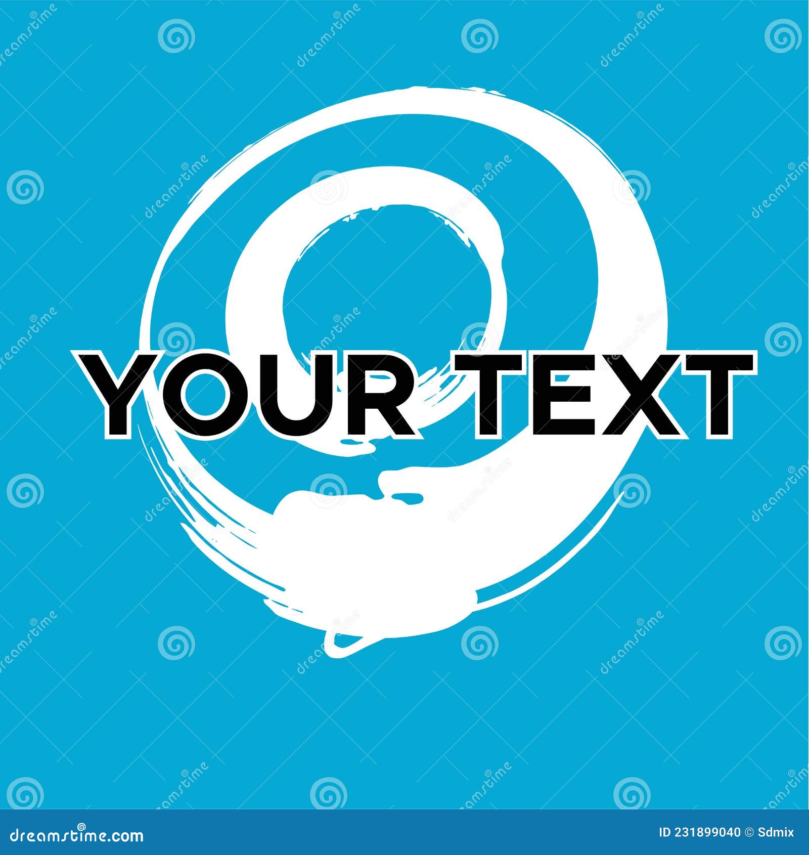 Vector Round Shape on Blue. White Circle Stamp. Icon, Logo, Banner ...