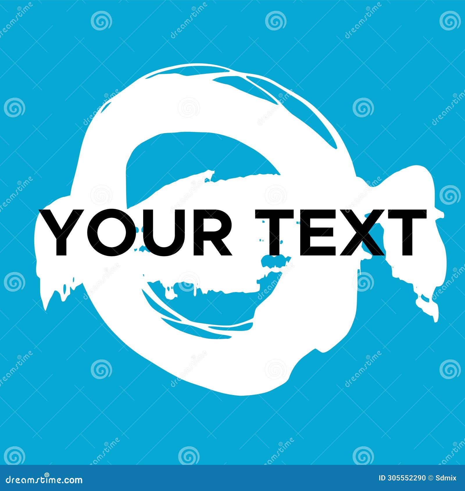 Vector Round Shape on Blue. White Circle Stamp. Icon, Logo, Banner ...