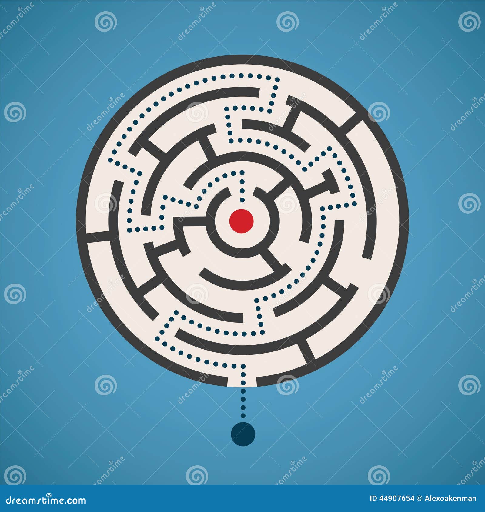 Vector Round Shape Maze Concept with Path Stock Vector - Illustration ...