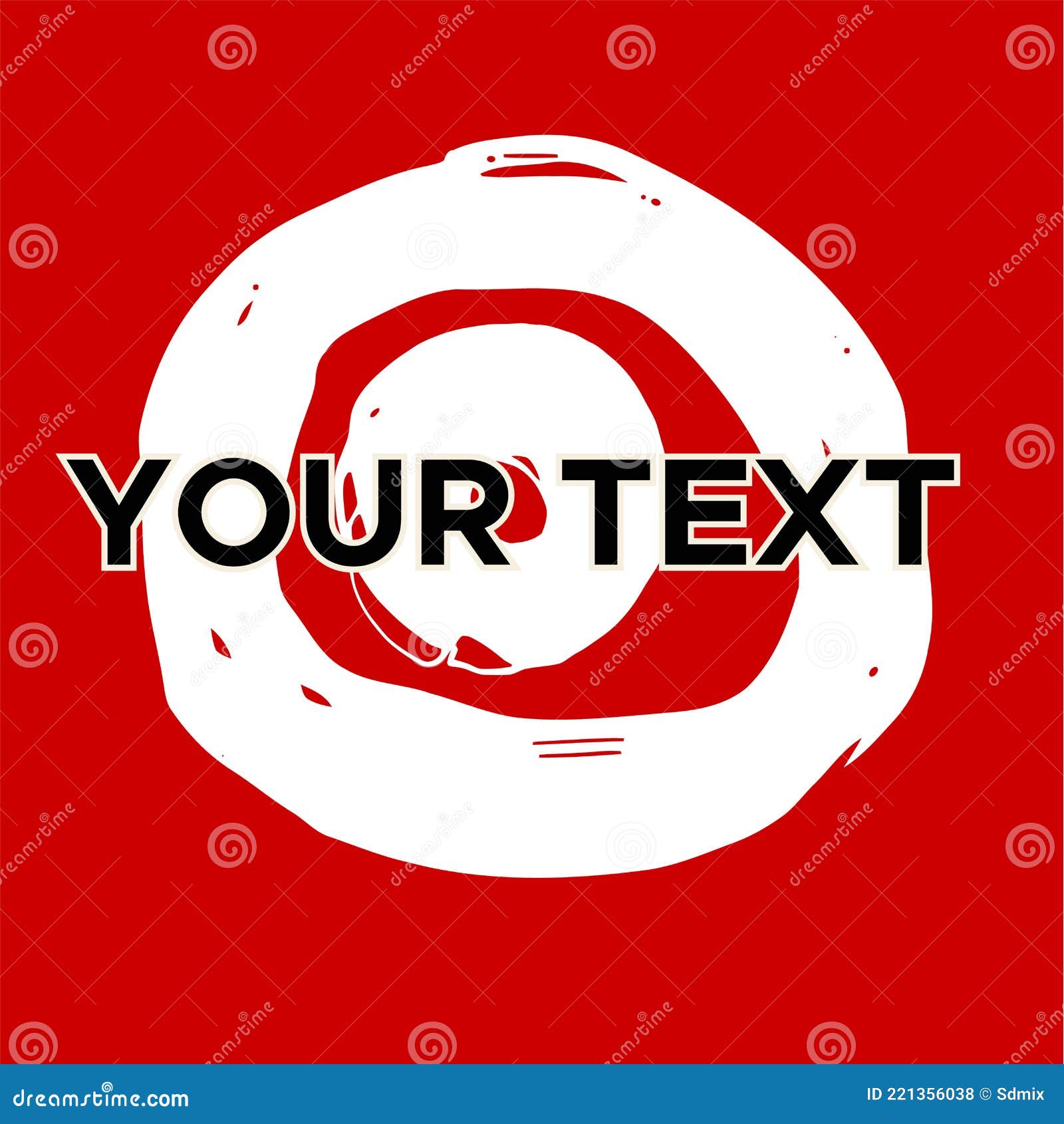 Vector Round Shape on Red. White Circle Stamp. Icon, Logo, Banner ...