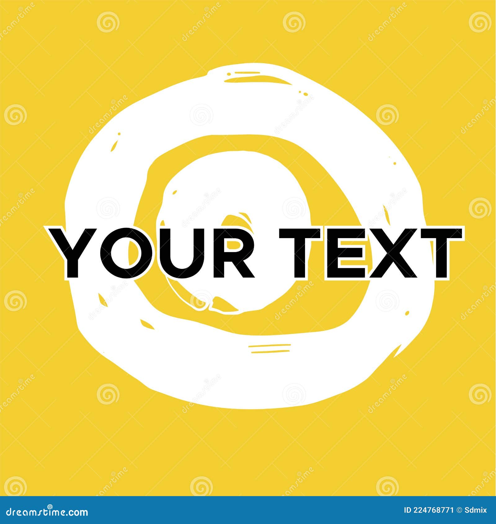 Vector Round Shape on Yellow. White Circle Stamp. Icon, Logo, Banner ...