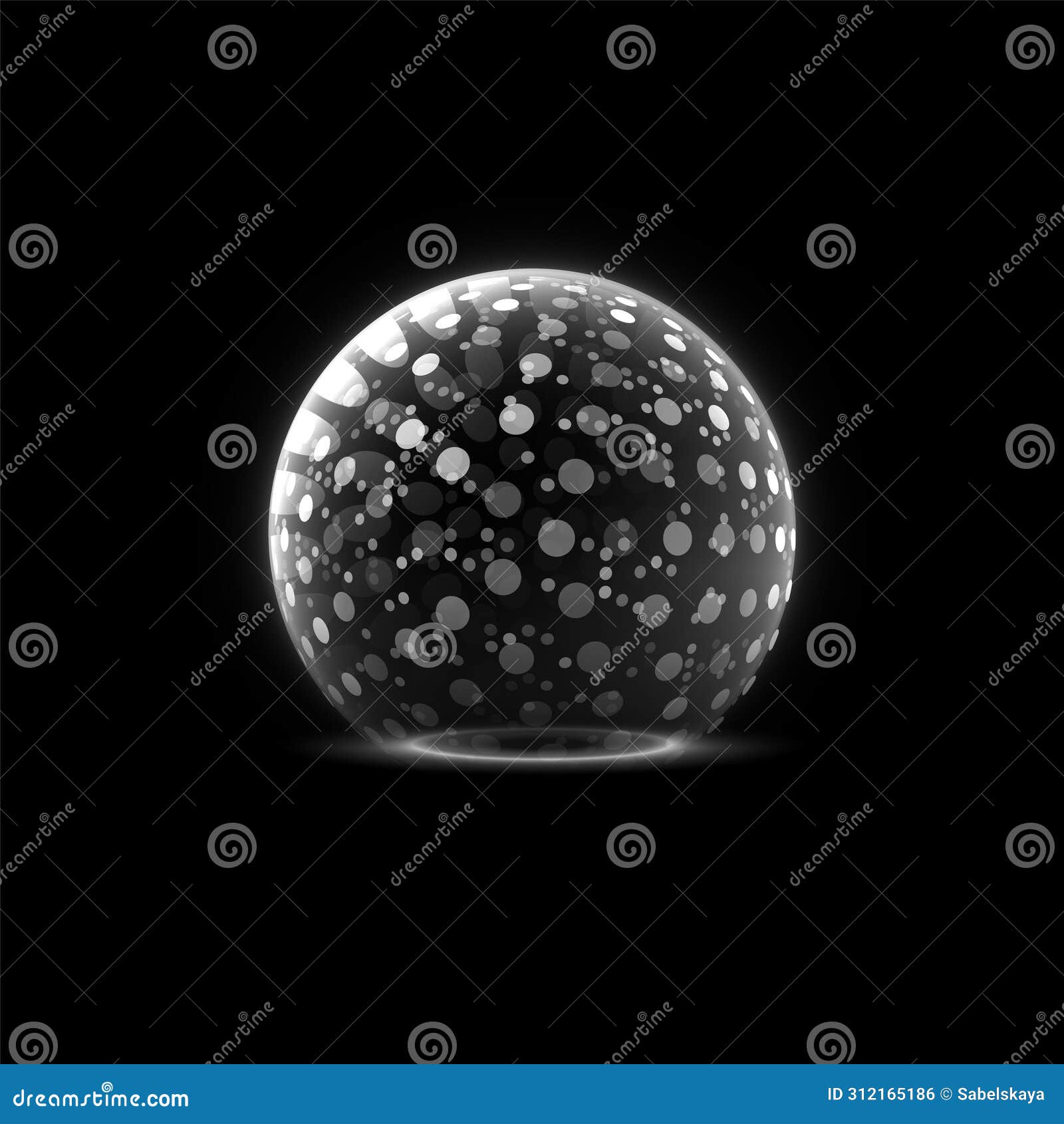 Vector Round Shield on a Black Background: Abstract Energy Bubble Stock ...