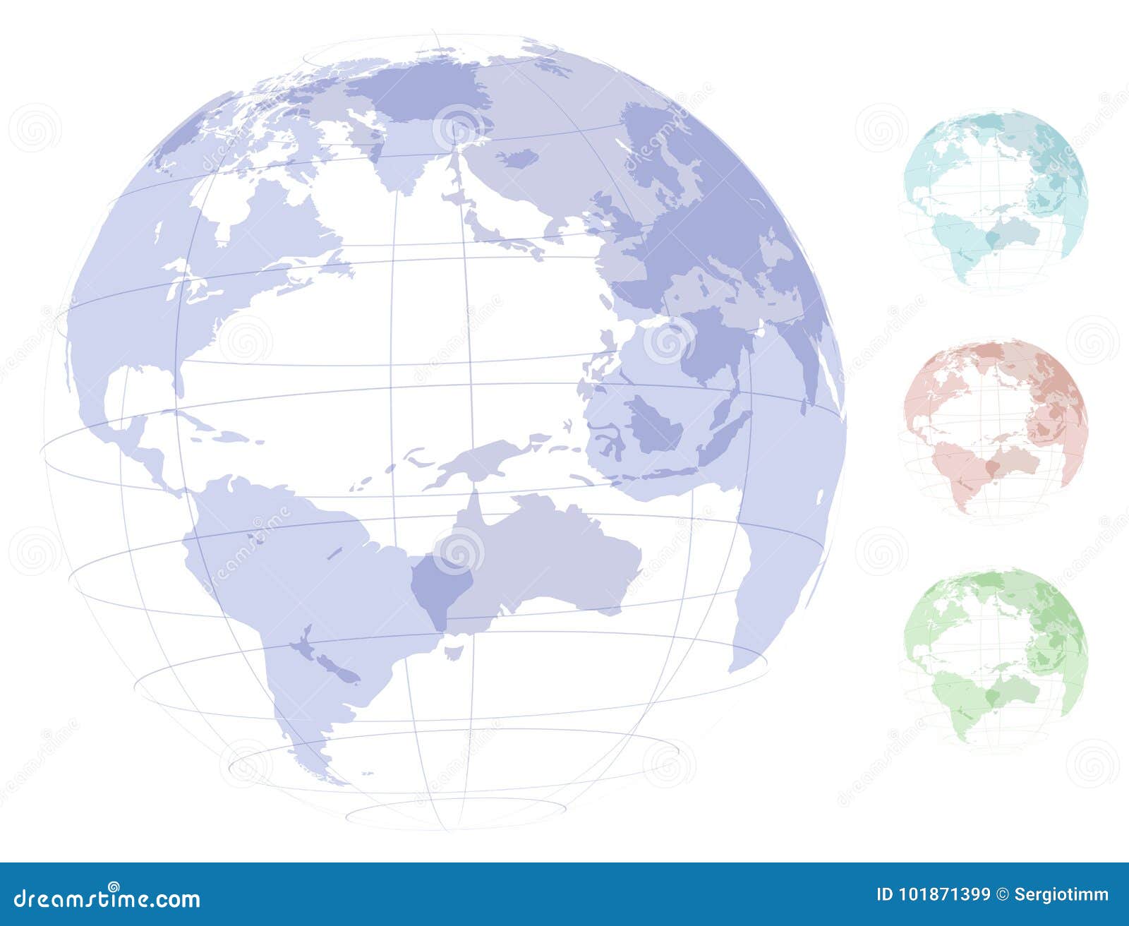 Vector Round Stylized Planet Earth in Different Colors Stock Vector ...