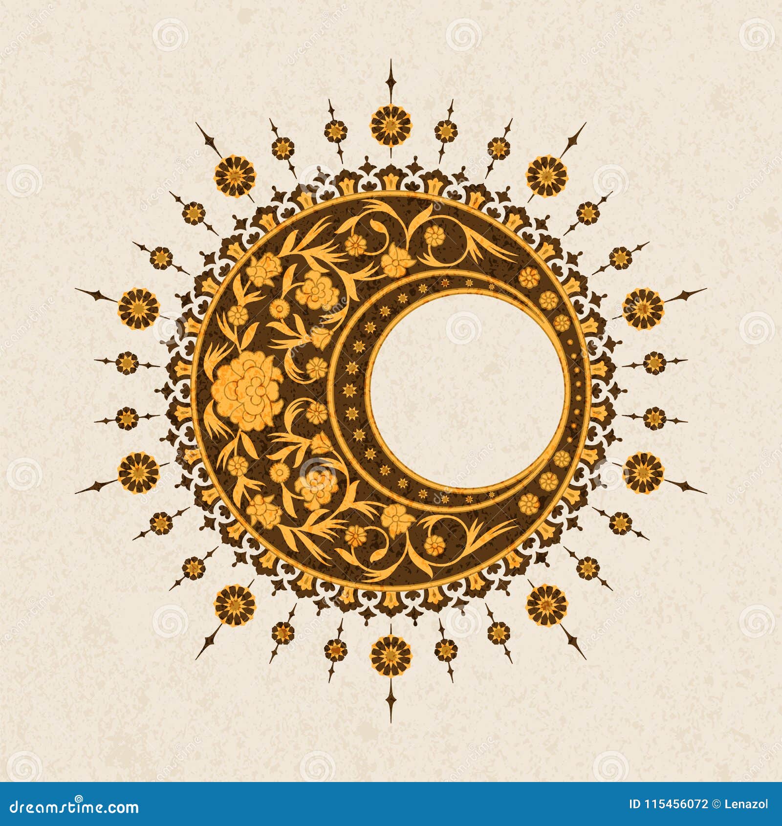 Vector Round Arabesque Design with Floral Design. Design for Print ...