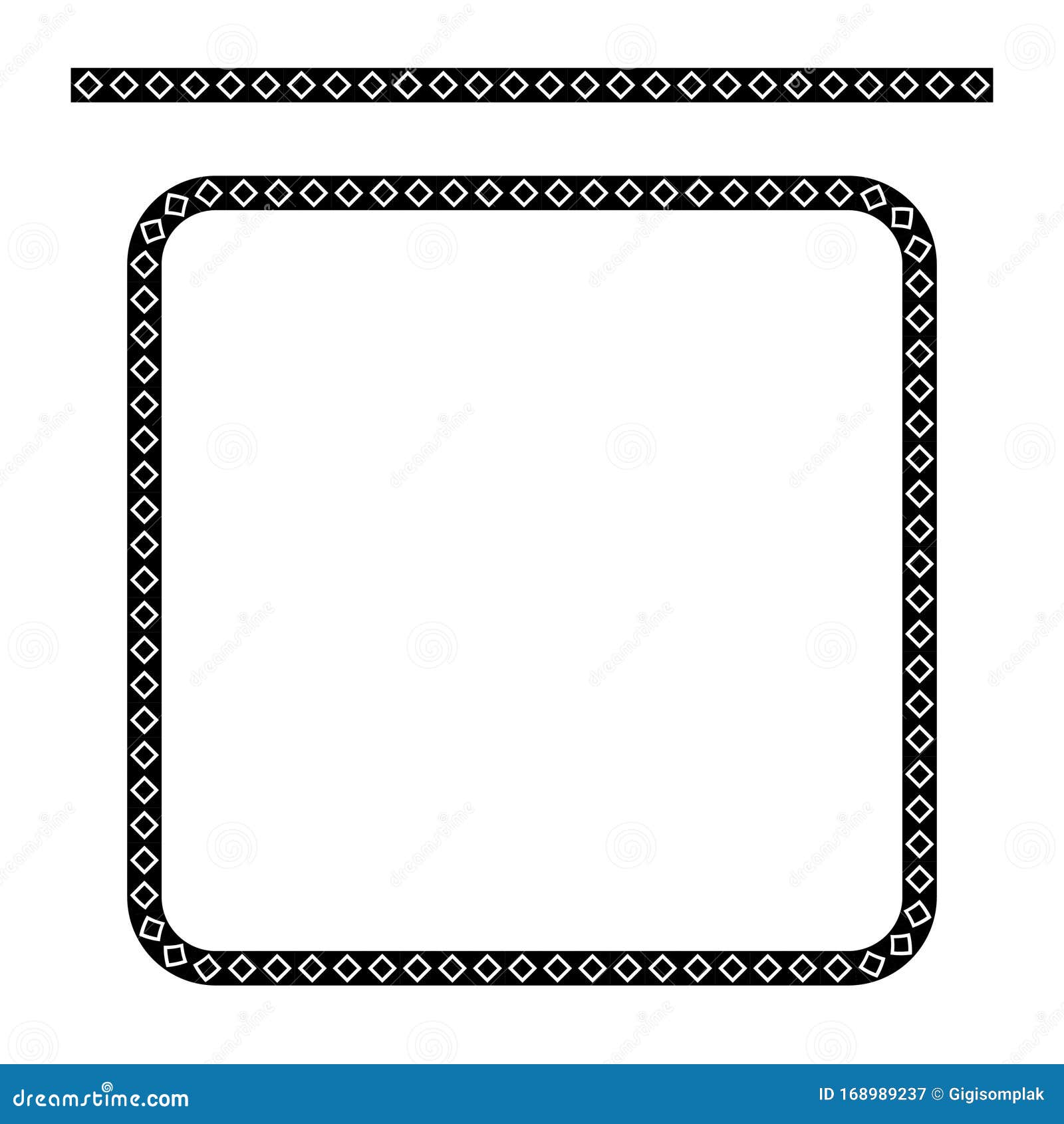 Vector Rounded Corner Square Black Frame, Isolated on White Stock ...