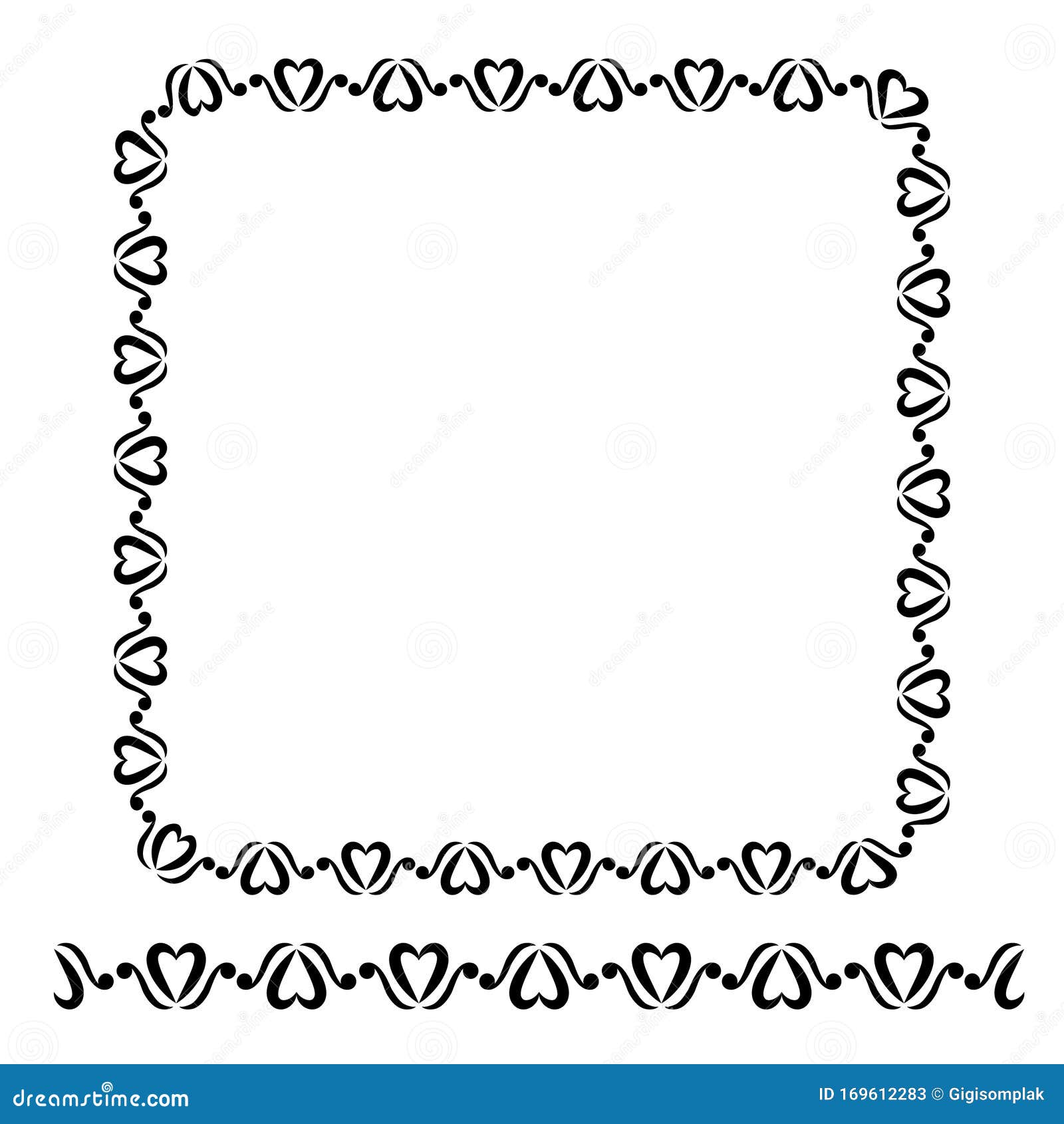 Vector Rounded Corner Square Floral Frame, Isolated on White Stock ...