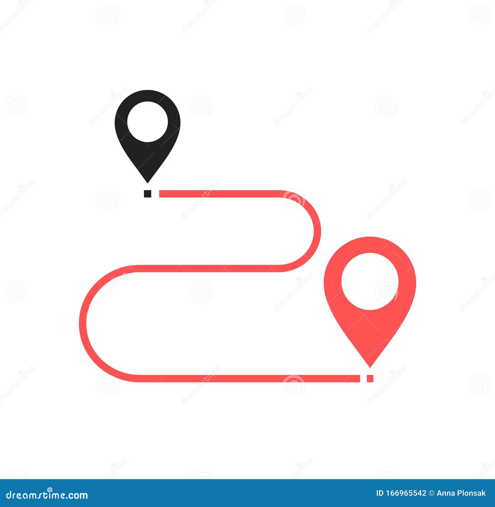 Vector Route Icon. Route with Marker Stock Vector - Illustration of ...