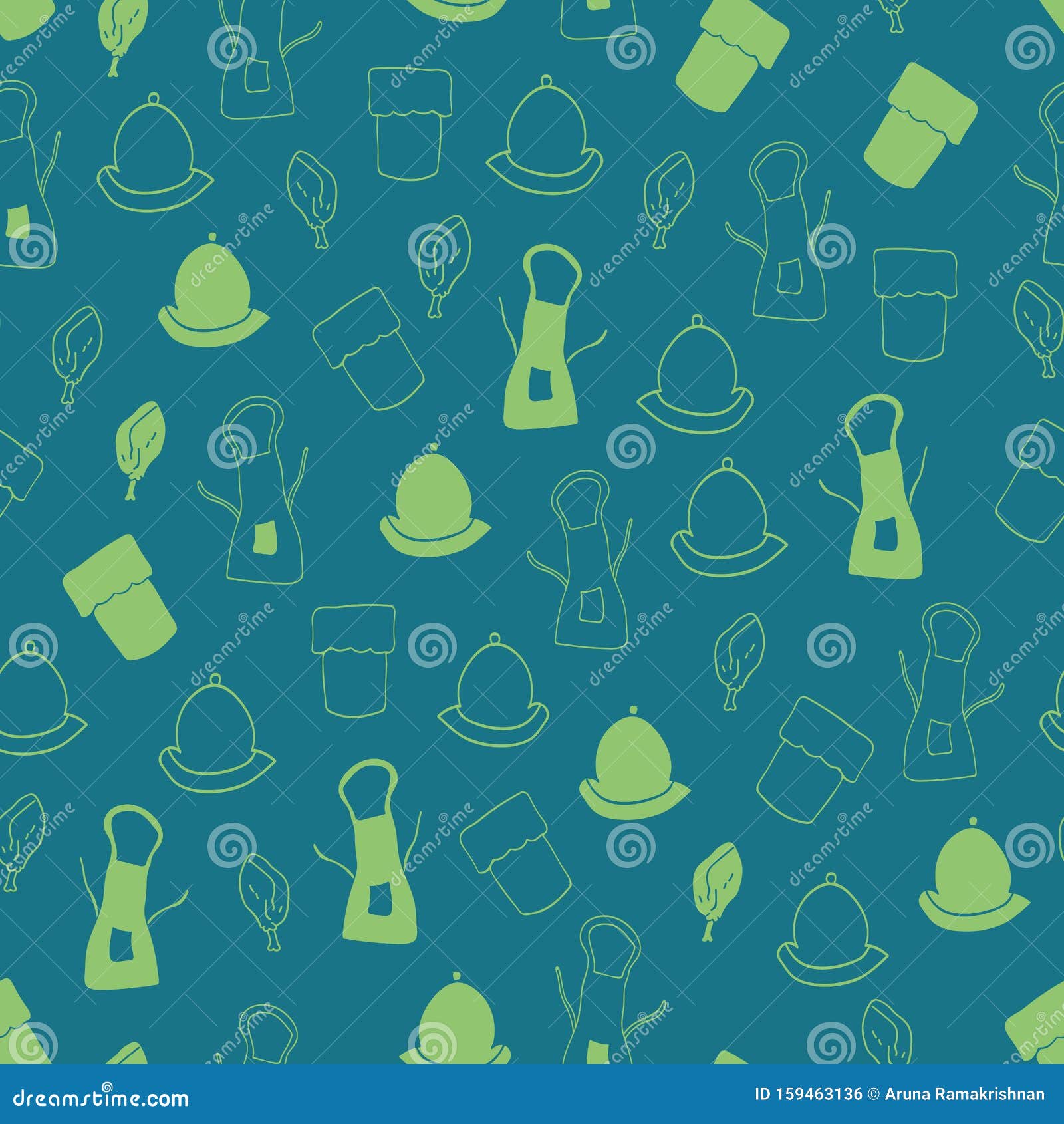 Vector Royal Blue Cute and Fun Chef Tools Seamless Pattern Background ...