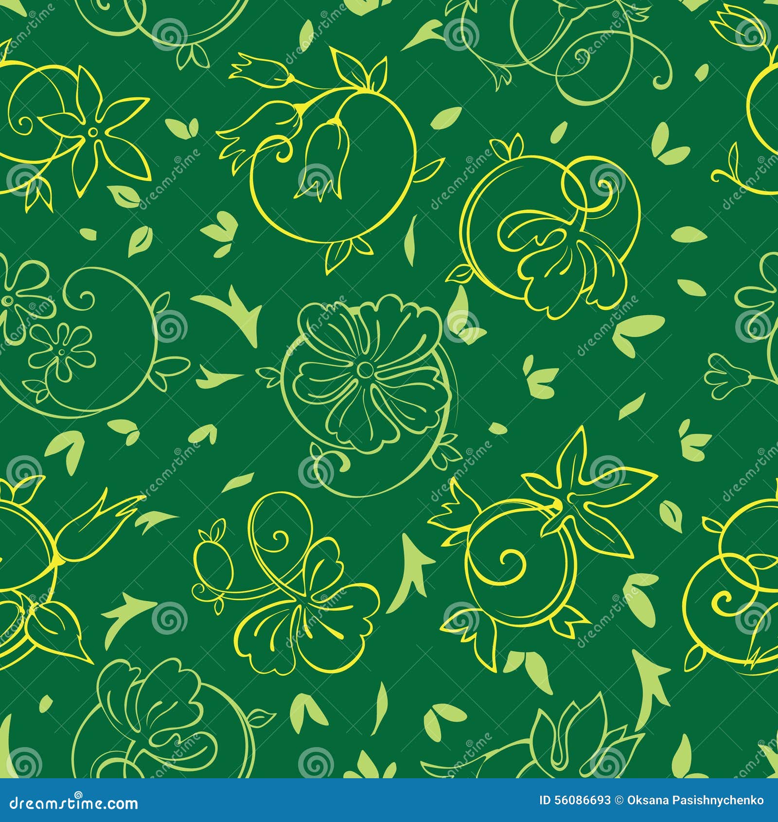Vector Royal Golden Green Flowers Seamless Pattern Stock Vector ...