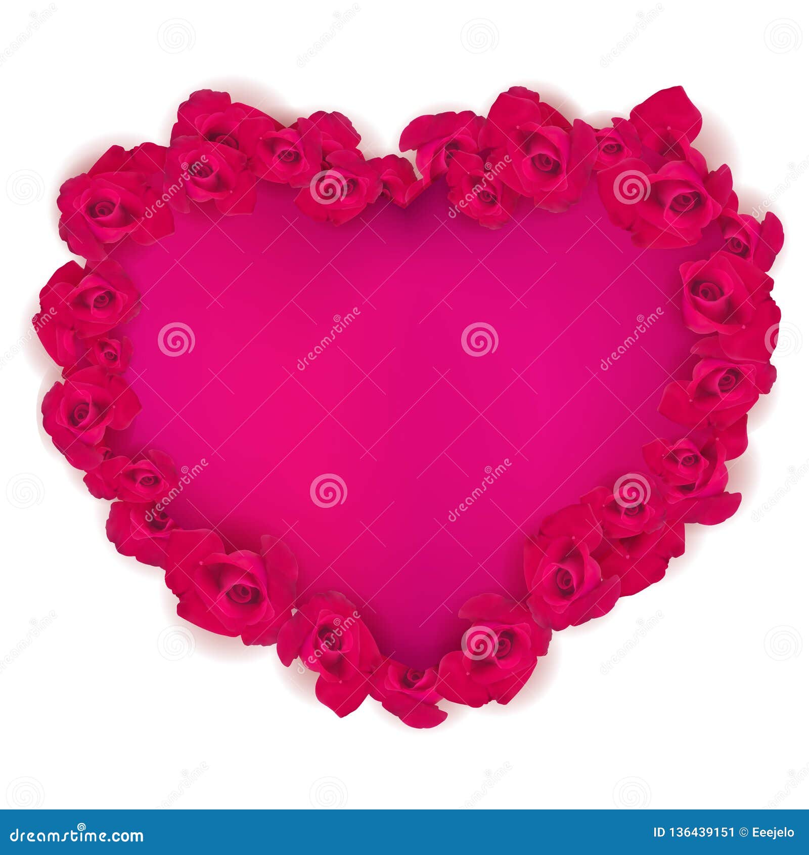 Vector Roze Die Hart Met Rode Rozen Wordt Gescherpt Eps 10 Stock ...