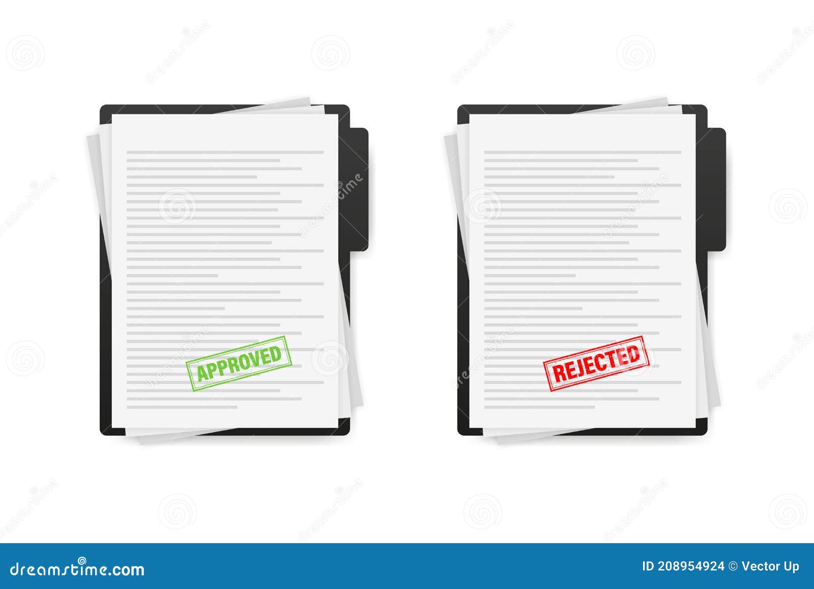 Vector Rubber Stamps Approved and Rejected. Document with Red and Green ...
