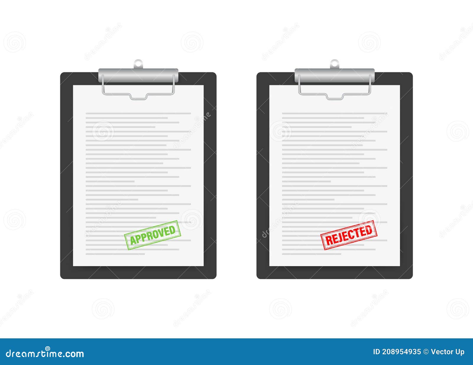 Rejected Document Verification Concept With Hand And Magnifier. Vector ...