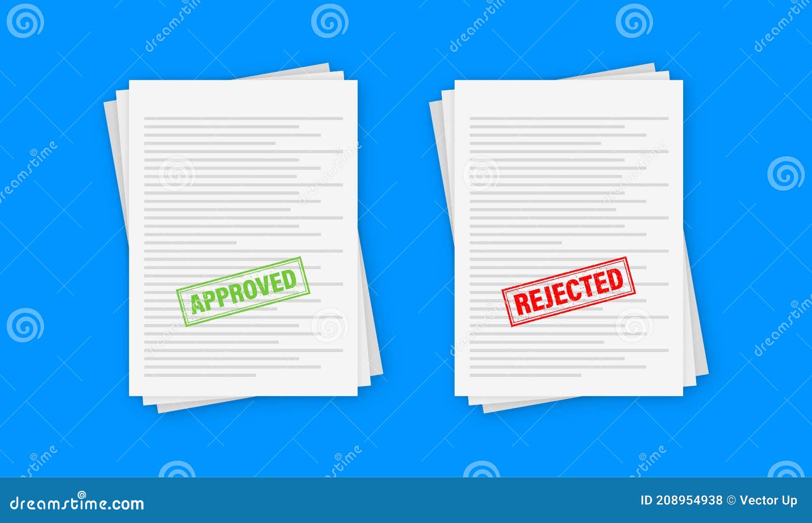 Vector Rubber Stamps Approved and Rejected. Document with Red and Green ...