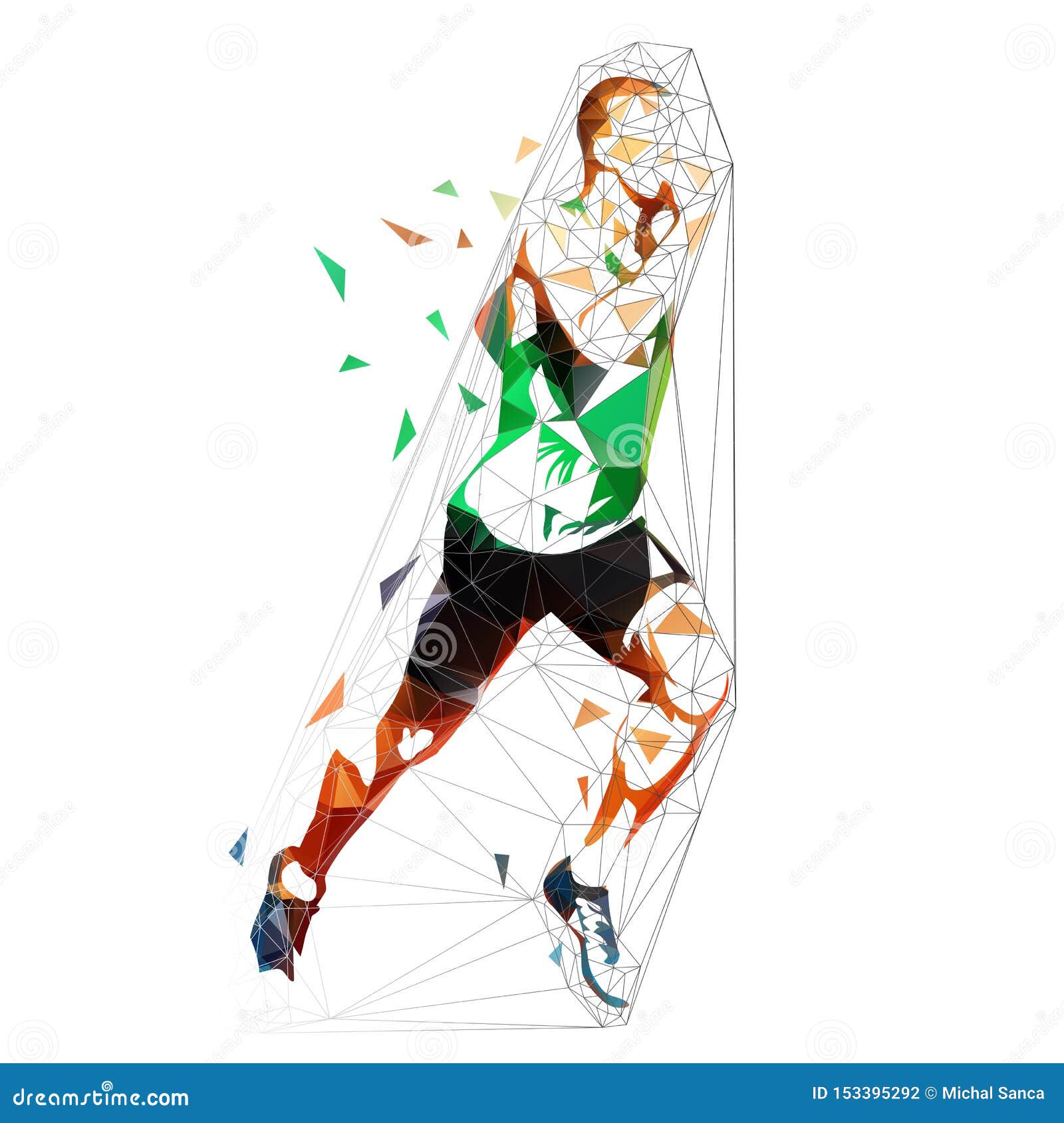 Vector Runner, Abstract Geometric Running Man Illustration. Side View ...