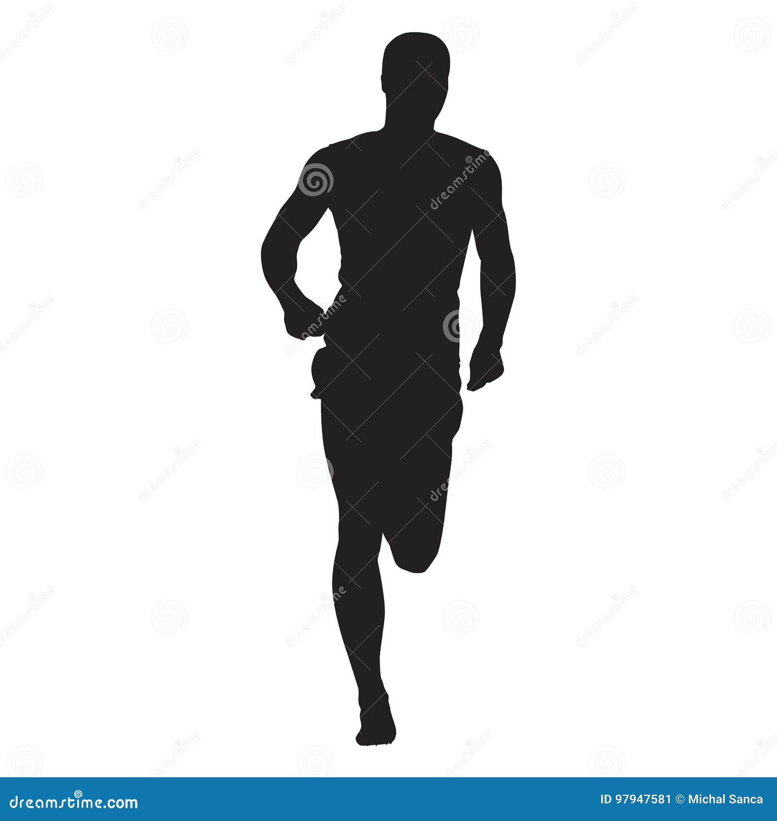 Vector Runner, Front View, Isolated Silhouette Stock Vector ...