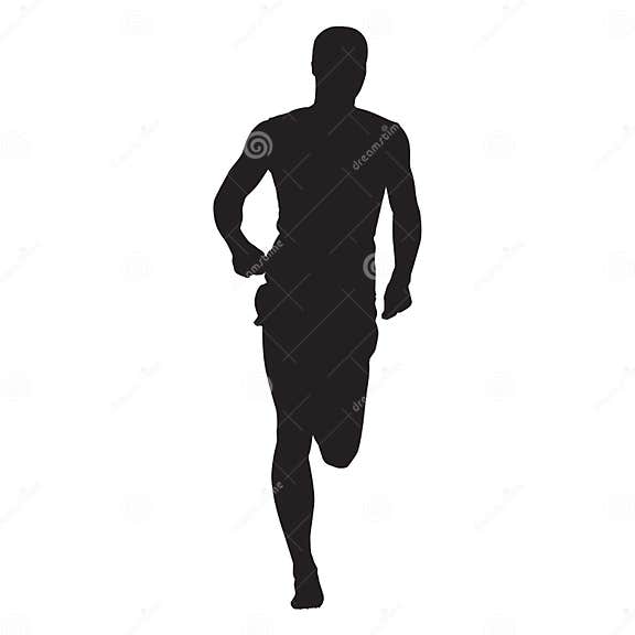 Vector Runner, Front View, Isolated Silhouette Stock Vector ...