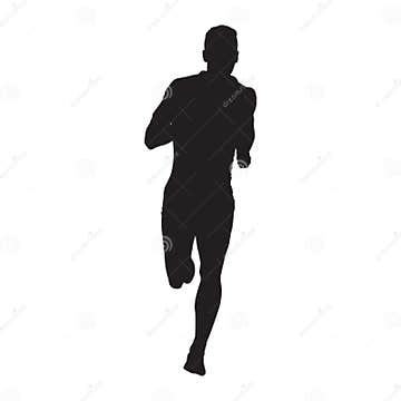 Vector Runner, Isolated Silhouette. Front View Stock Vector ...