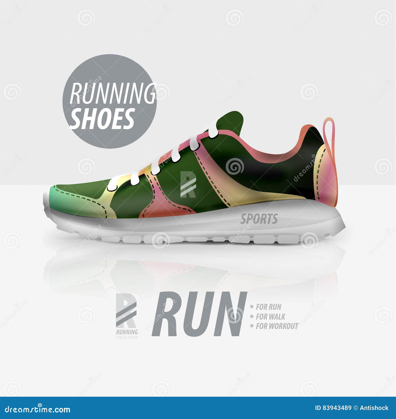 Vector Running Shoes Ad Product Template Stock Illustration ...
