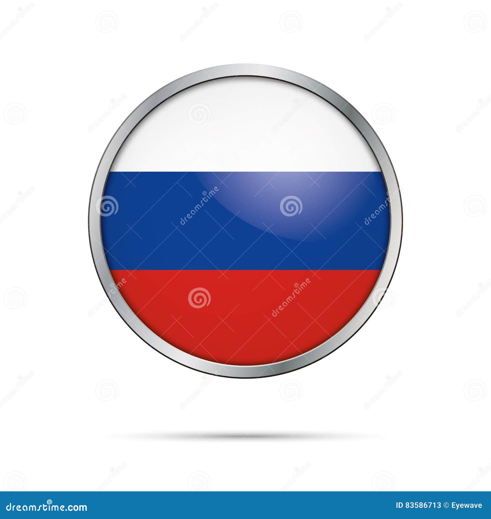 Vector Russian Flag Button. Russia Flag in Glass Button Style. Stock ...