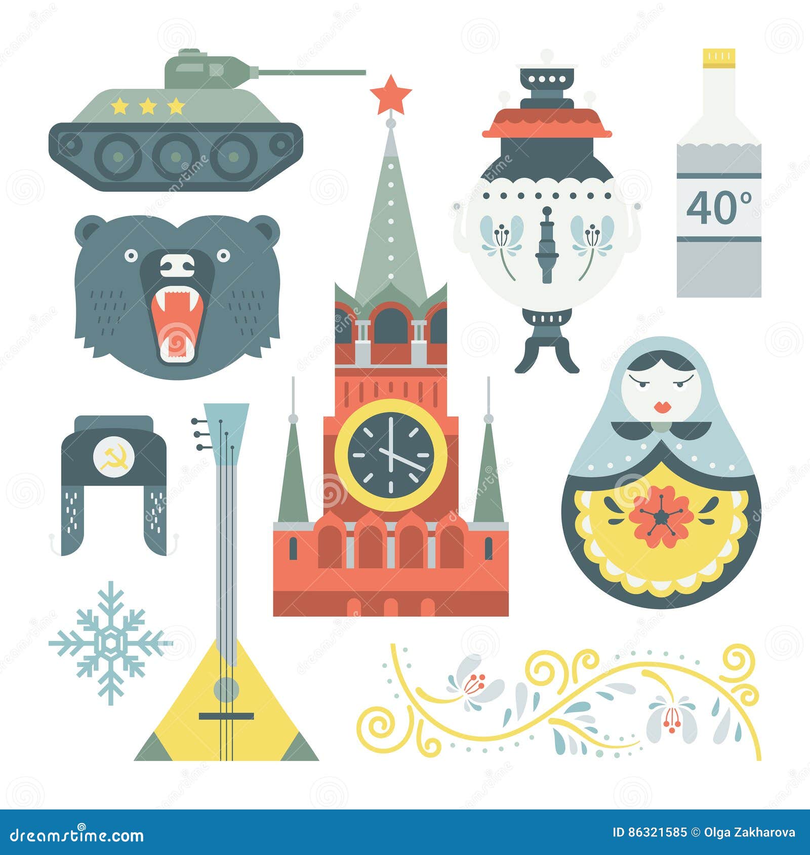 Vector Russian Symbols stock vector. Illustration of musical - 86321585