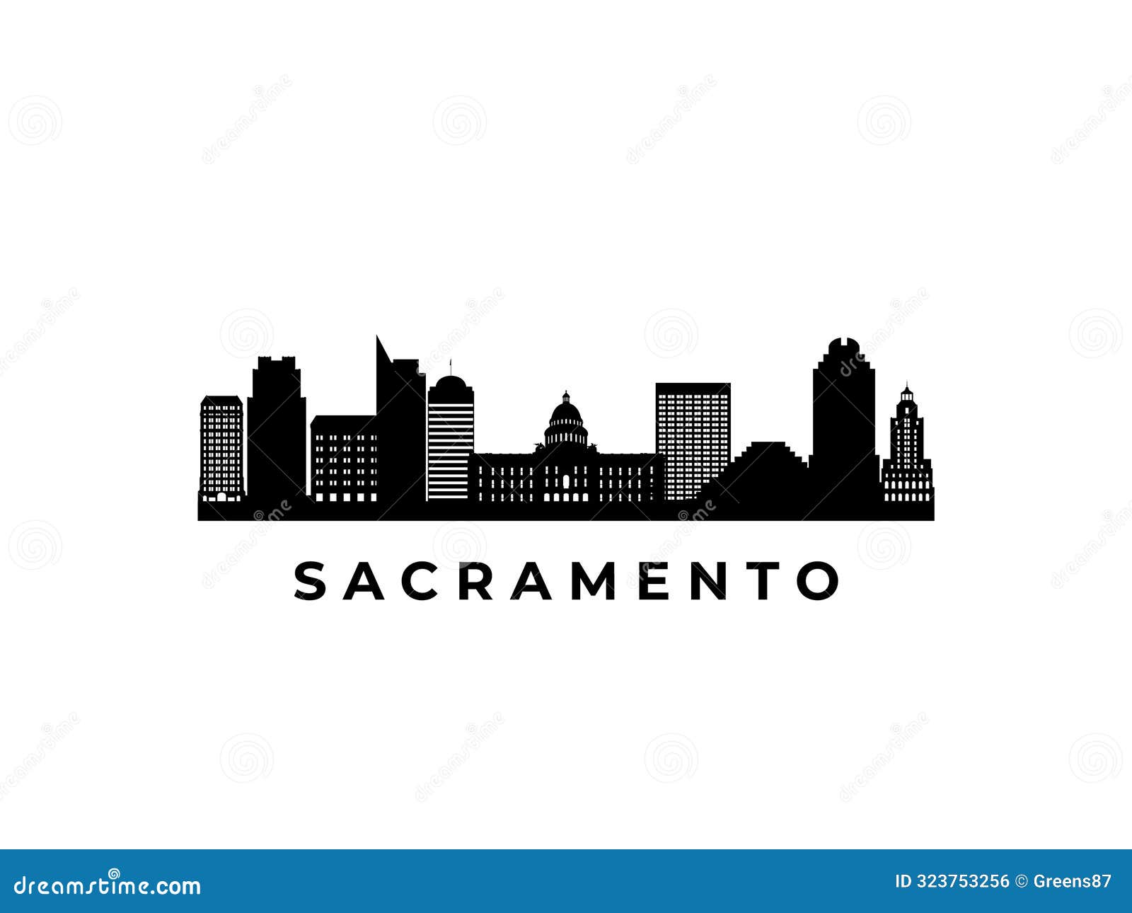 Vector Sacramento skyline. stock illustration. Illustration of united ...