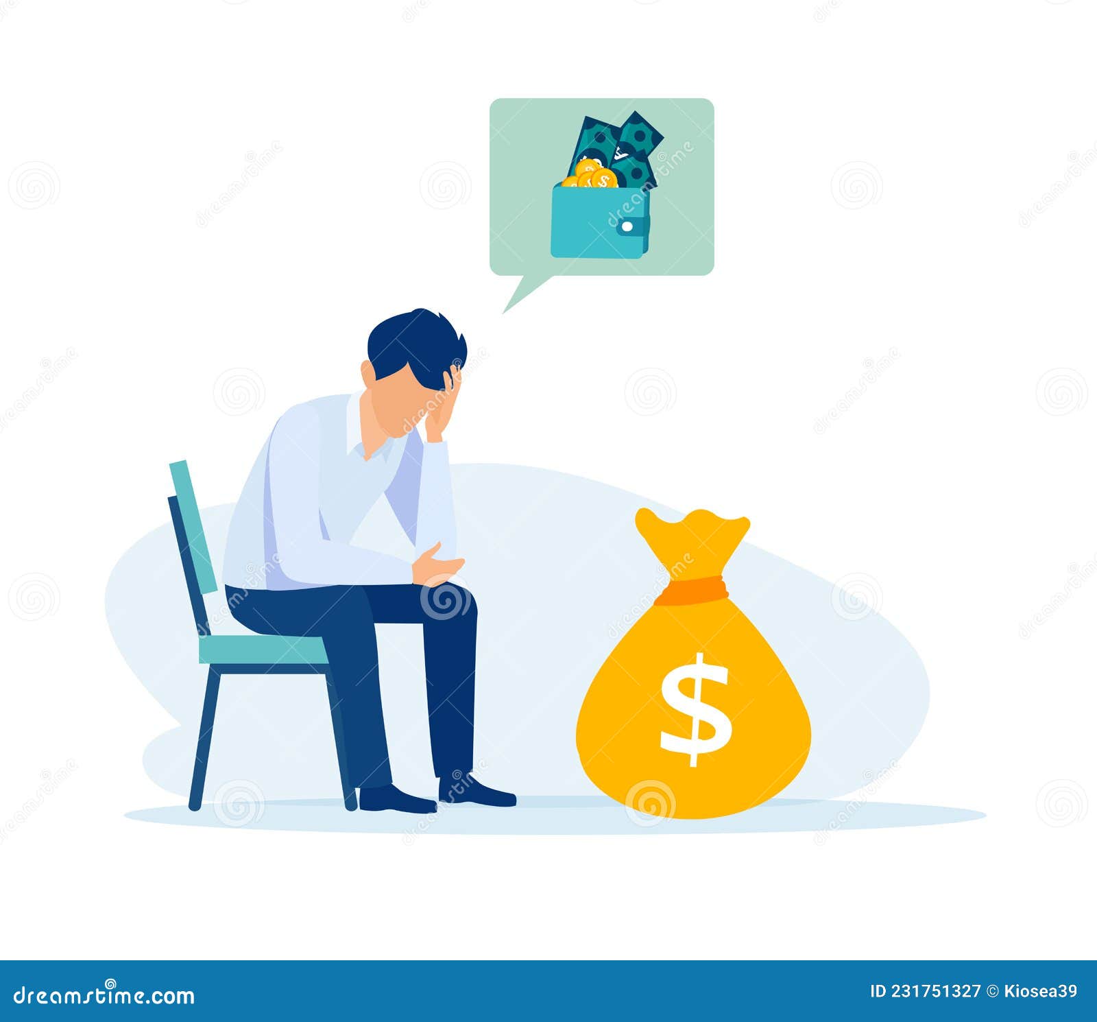 Vector of a Sad Business Man Thinking of Finances Stock Illustration ...