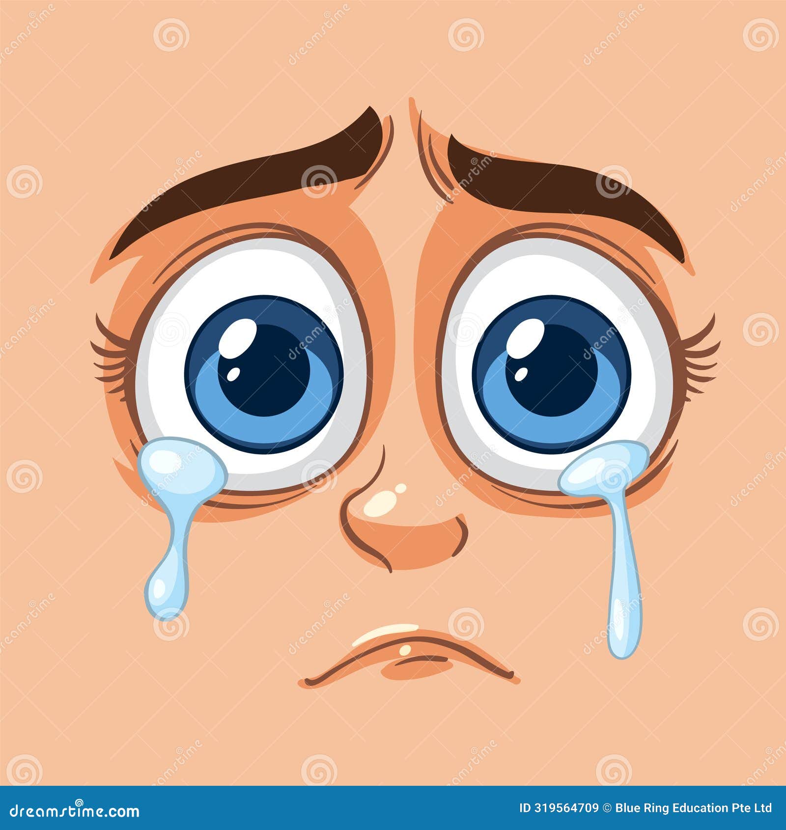 A sad crying face stock vector. Illustration of vector - 319564709