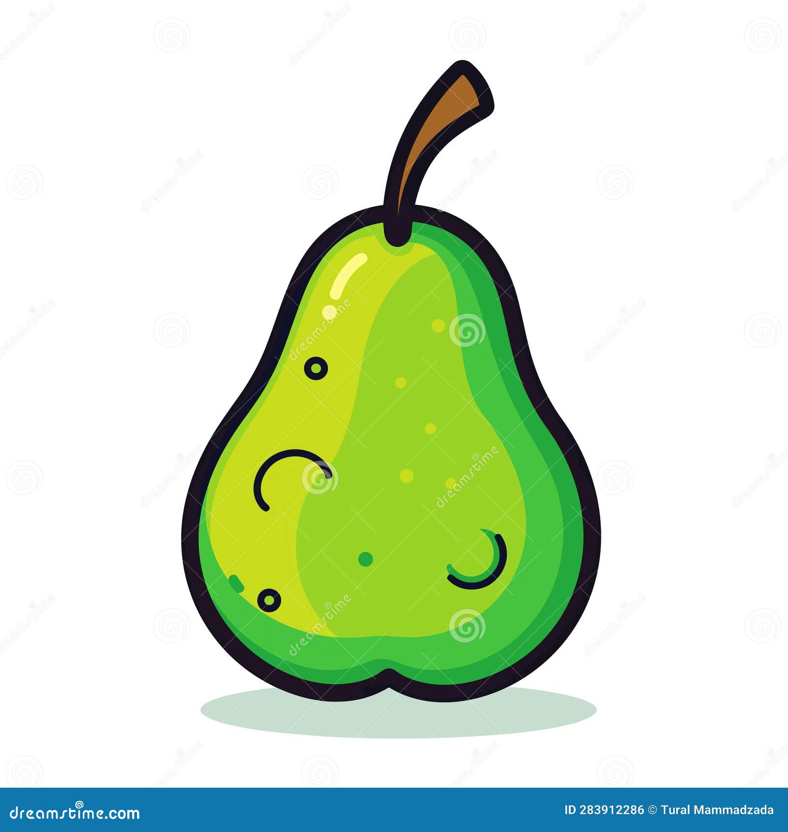 Vector of a Sad-faced Green Pear, Illustrated in a Flat Vector Style As ...
