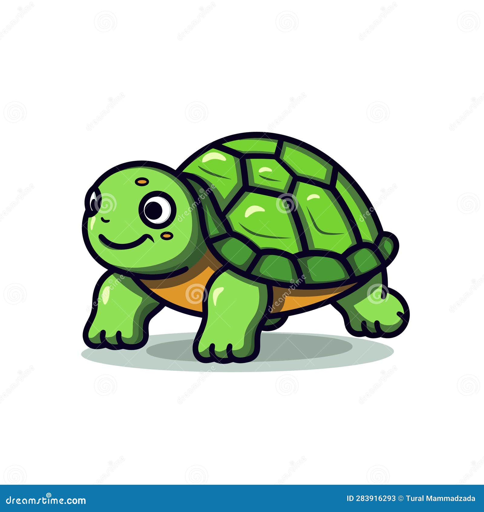 Vector of a Sad Green Turtle with a Melancholic Expression Stock Vector ...