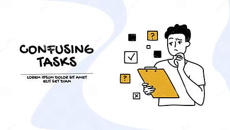 Vector of a Sad Man Feeling Puzzled with Confusing Tasks Stock Illustration - Illustration of ...