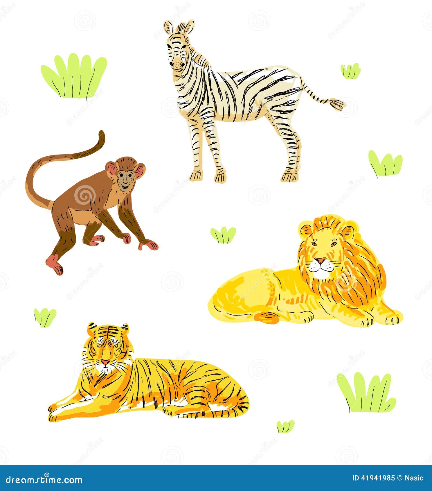 Vector safari animals set stock vector. Illustration of isolated - 41941985