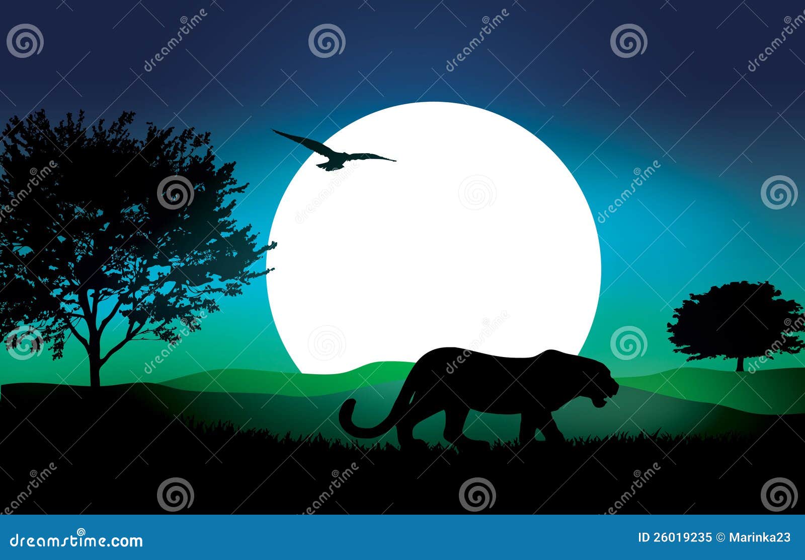 Vector Safari Illustration stock illustration. Illustration of evening ...