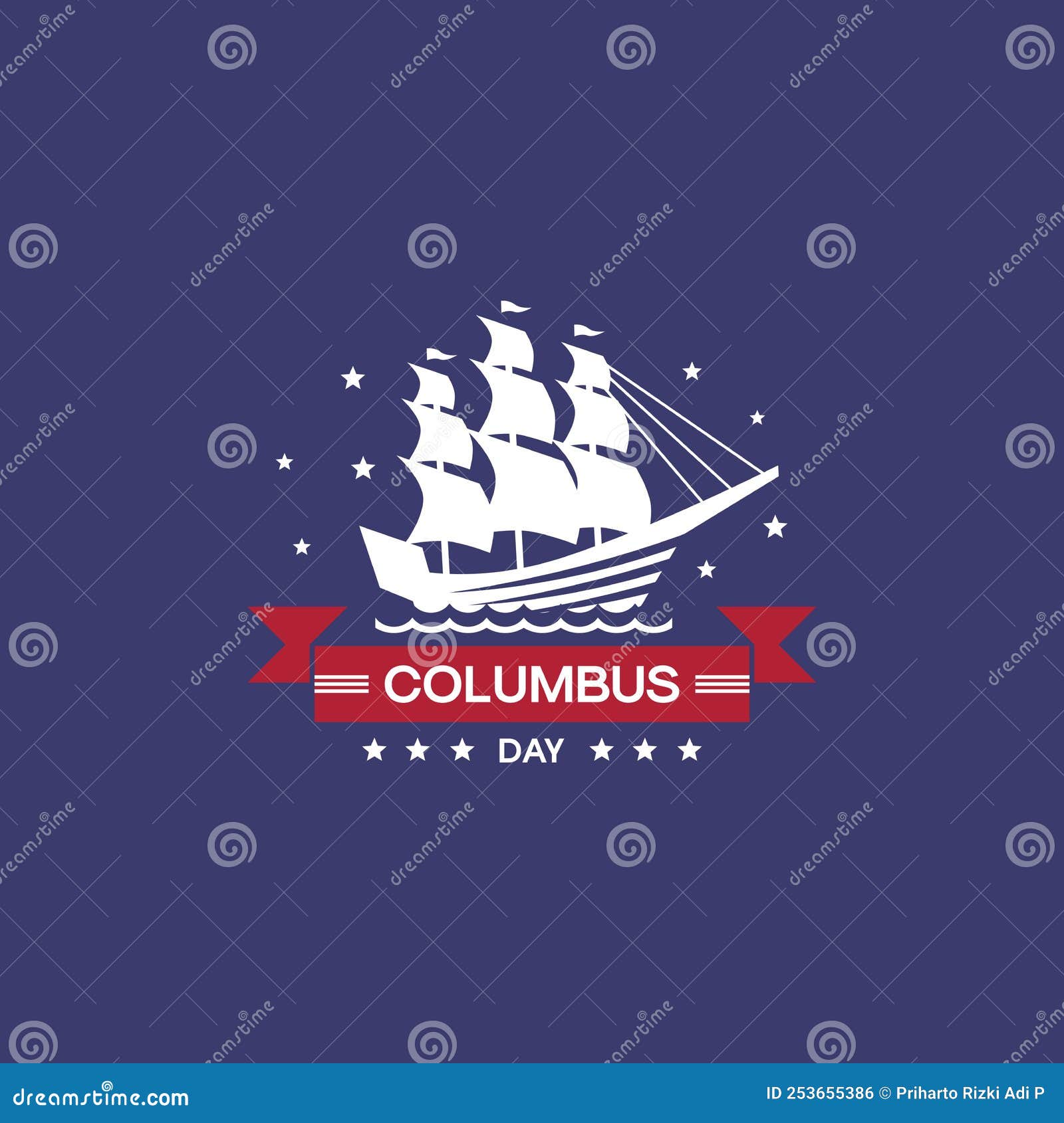 Vector Sail Ship Happy Columbus Day Stock Vector - Illustration of ...