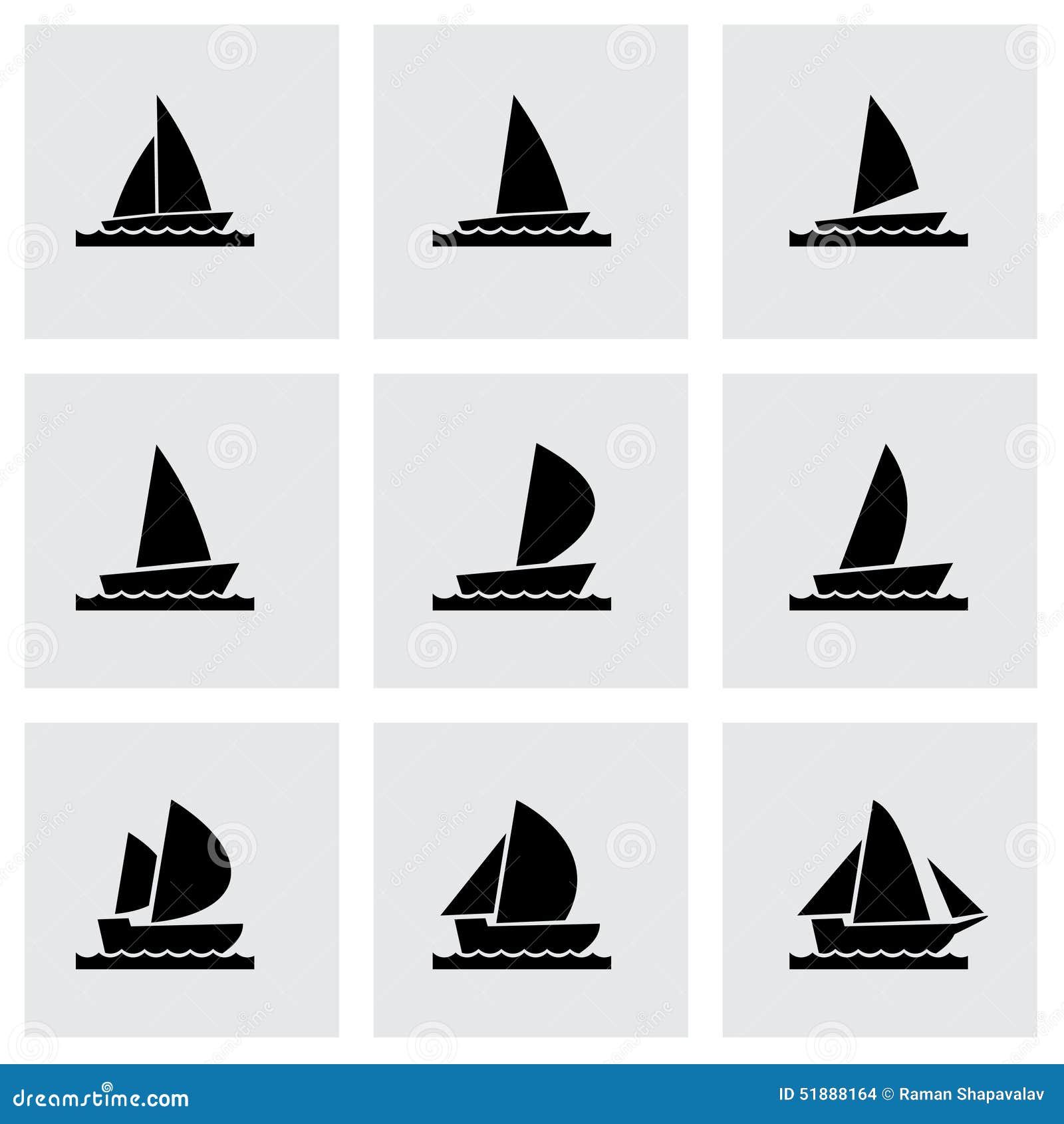 Vector sailboat icon set stock vector. Illustration of element - 51888164