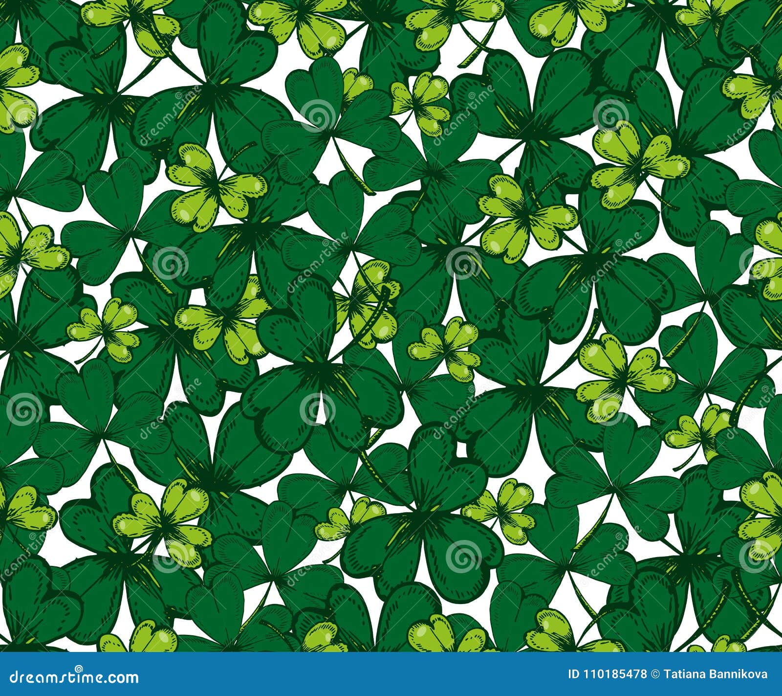 Vector Saint Patricks Day Seamless Pattern Clovers Shamrock Stock