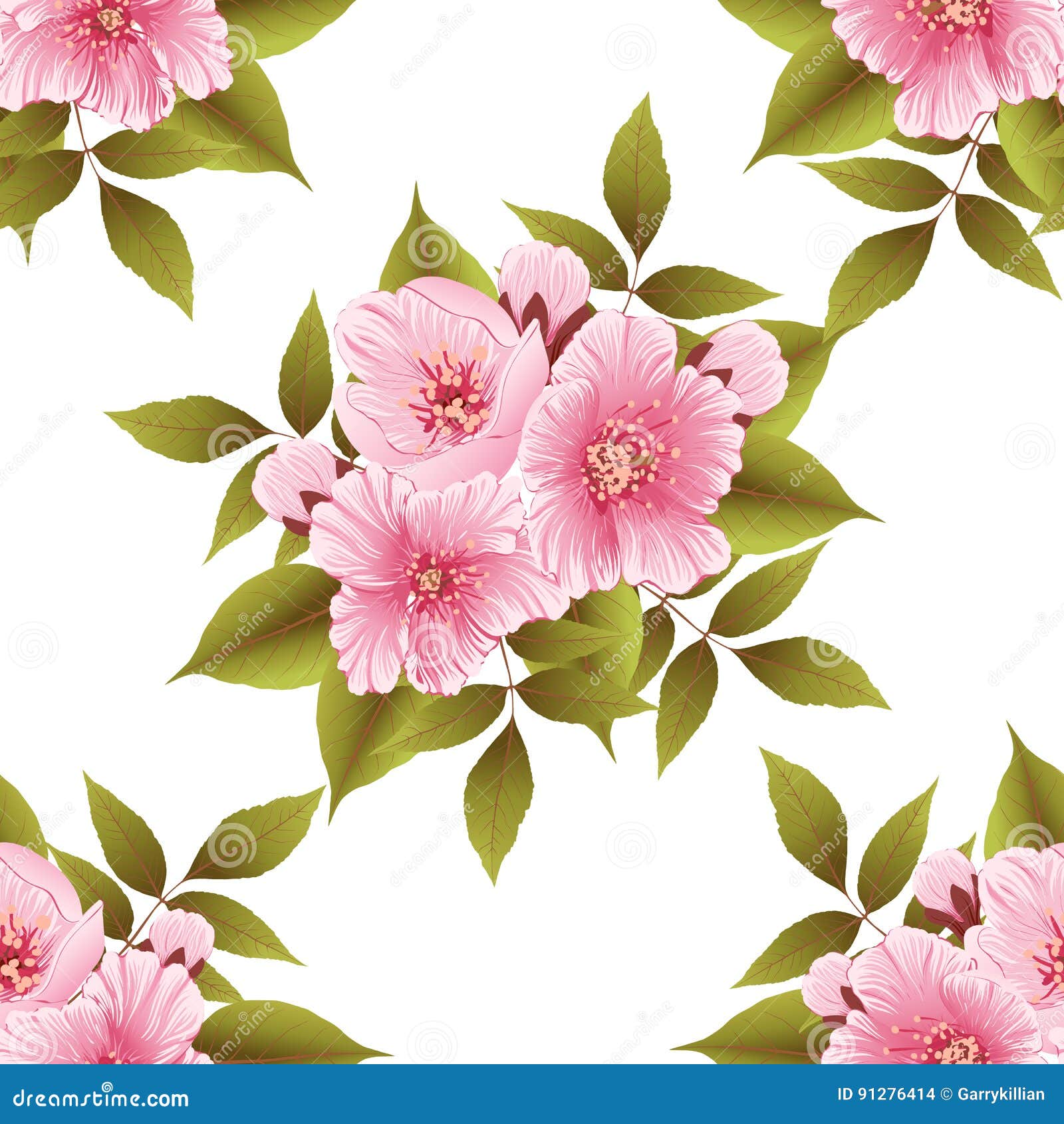 Vector Sakura Flower Seamless Pattern Element. Elegant Cherry Blossom ...