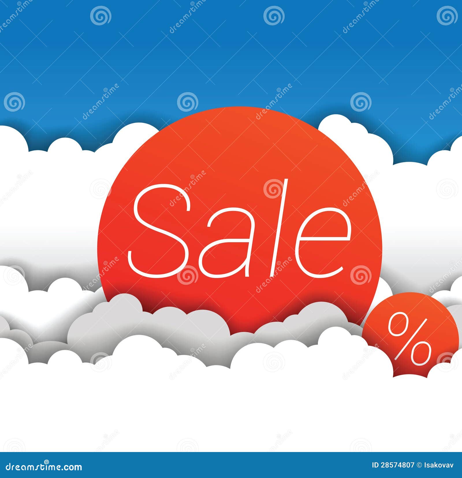 Vector sale sign in clouds stock vector. Illustration of label - 28574807